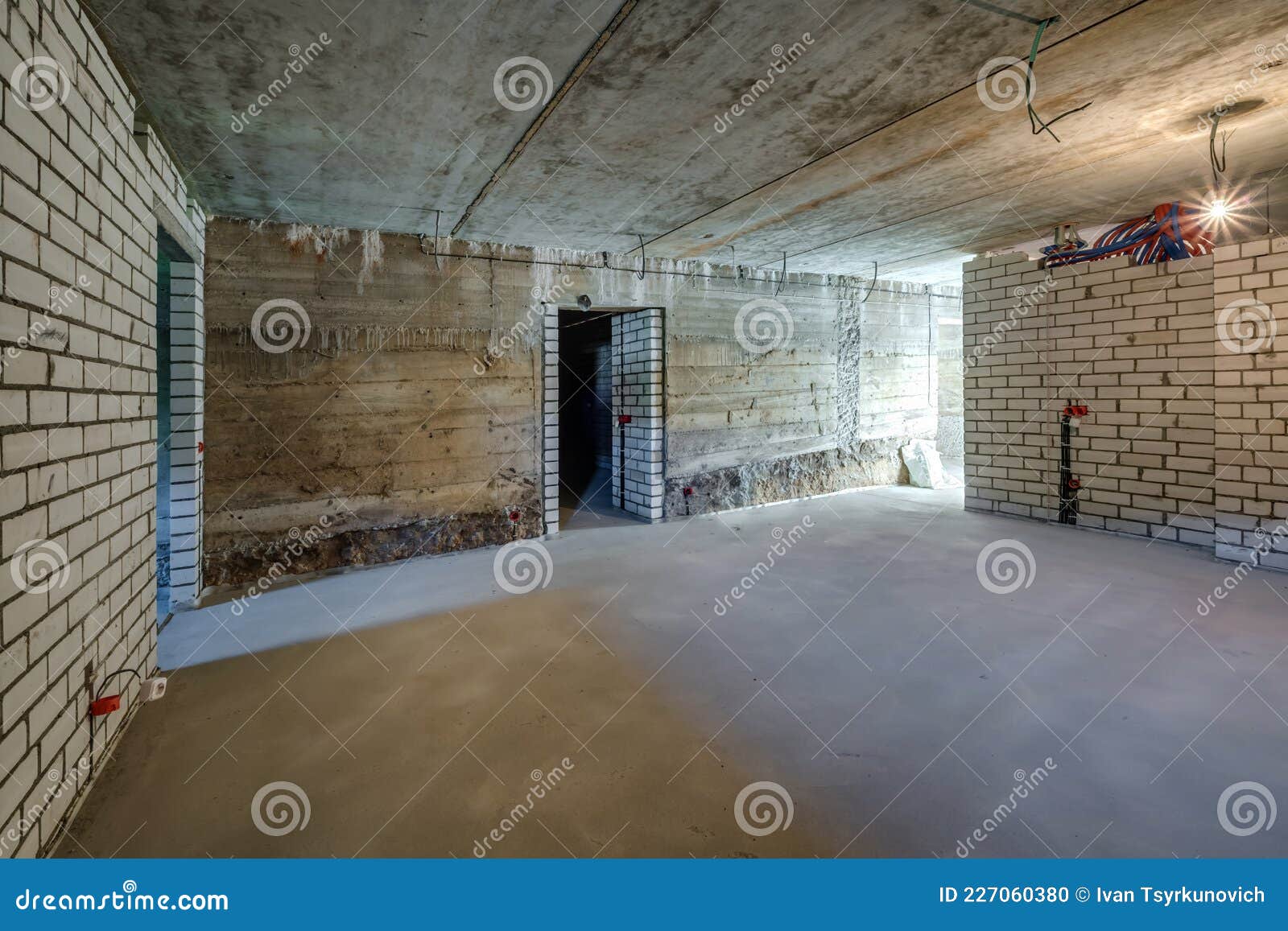 Empty Basement Room with Minimal Preparatory Repairs. Interior with ...