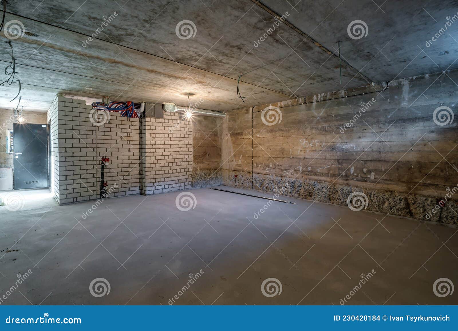 Empty Basement Room with Minimal Preparatory Repairs in Interior with ...