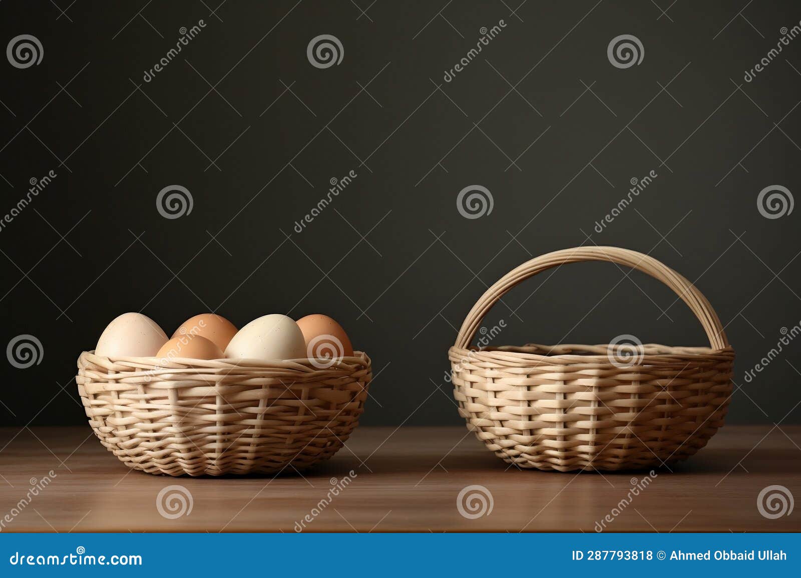 Empty Basket and Basket with Eggs, Generative Ai Stock Illustration ...