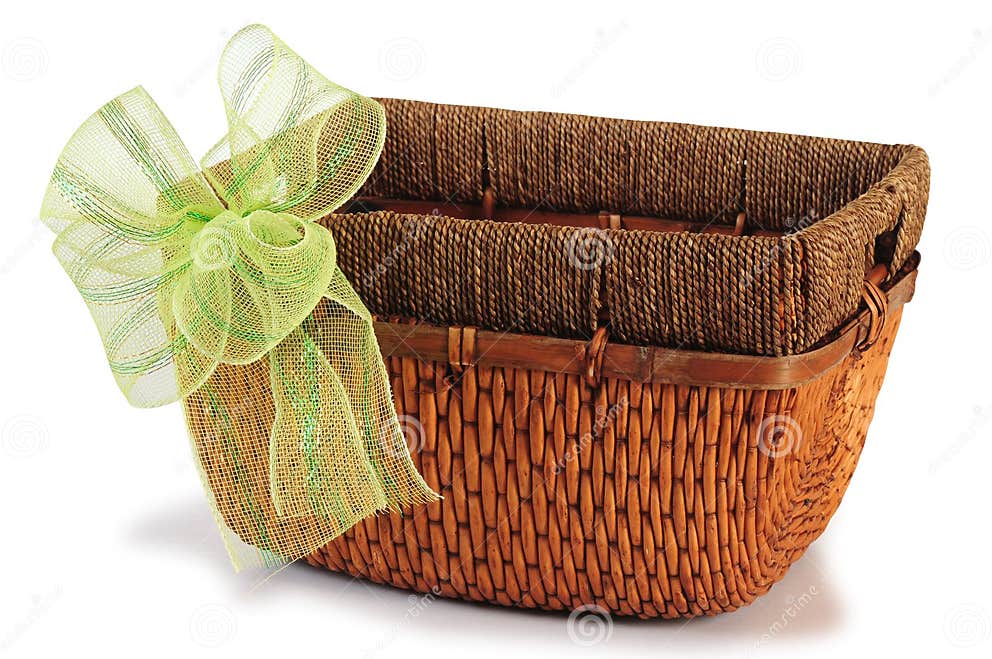 Empty Basket with Ribbon. Series..... Stock Photo - Image of ...