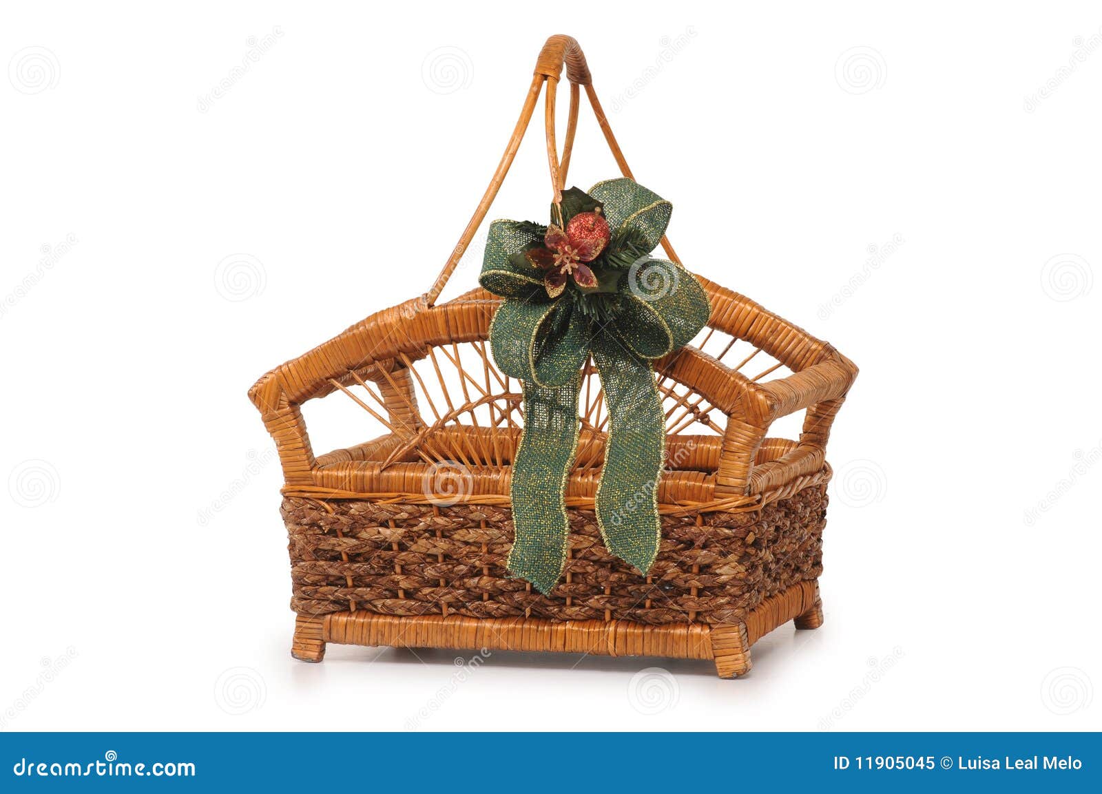Empty Basket with Ribbon. Series..... Stock Image - Image of knot ...