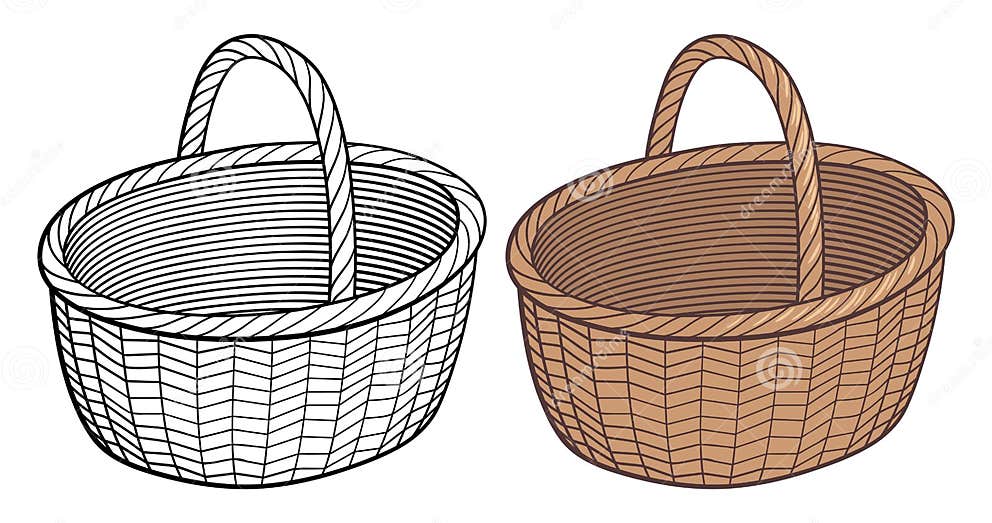 Empty basket stock vector. Illustration of drawing, cane - 79634655