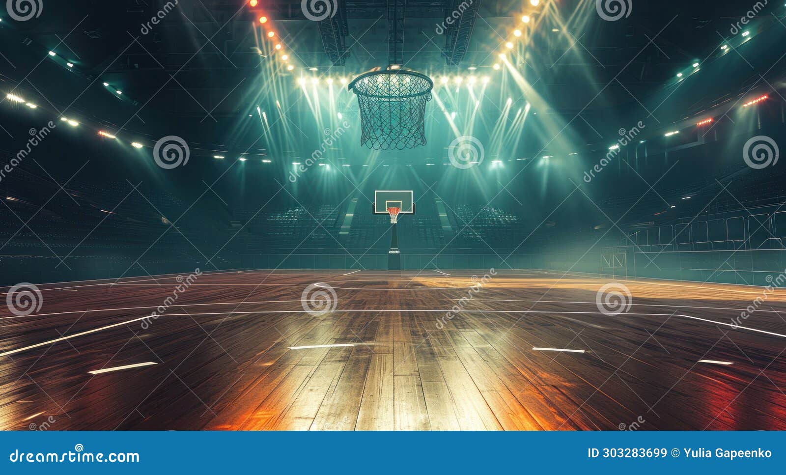 An Empty Basketball Arena Scene in Bright Light Stock Image - Image of ...