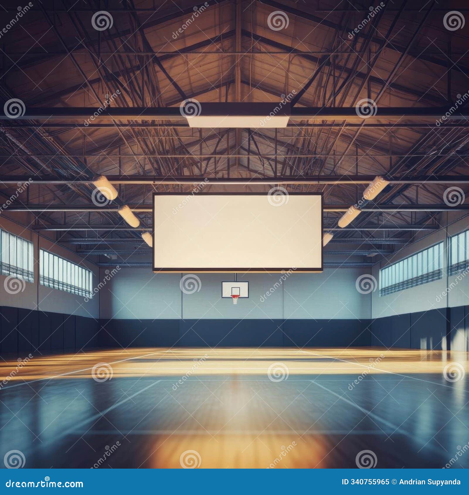 Empty Basketball Court With Blank Sign Royalty-Free Stock Photography ...