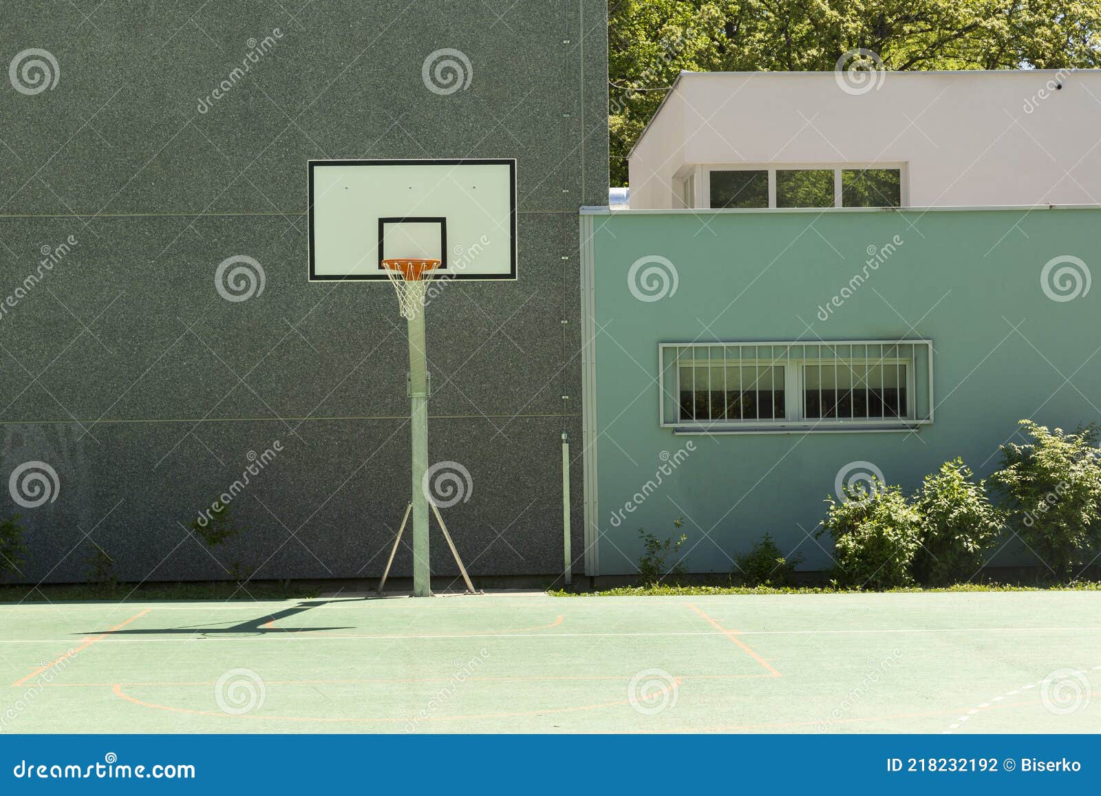 Basketball Field in the School Stock Photo - Image of city, sport ...