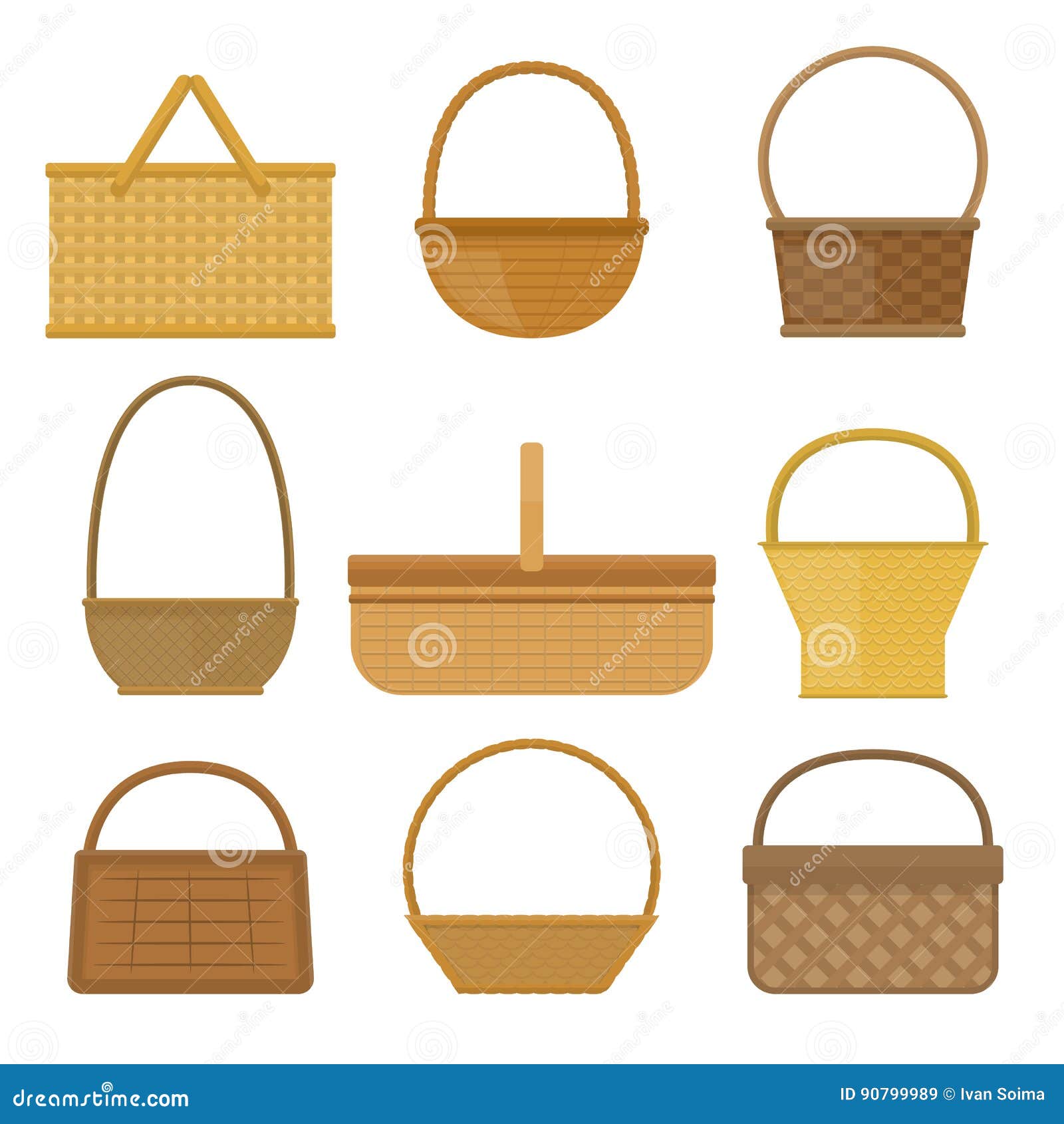 Empty Baskets Set on White Background Vector Illustration. Stock Vector ...