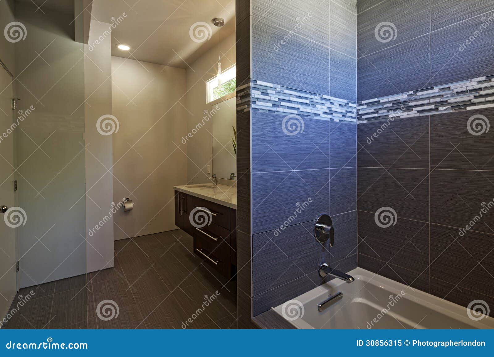 Empty Bathroom of Luxury House Stock Image - Image of everyday, shower ...