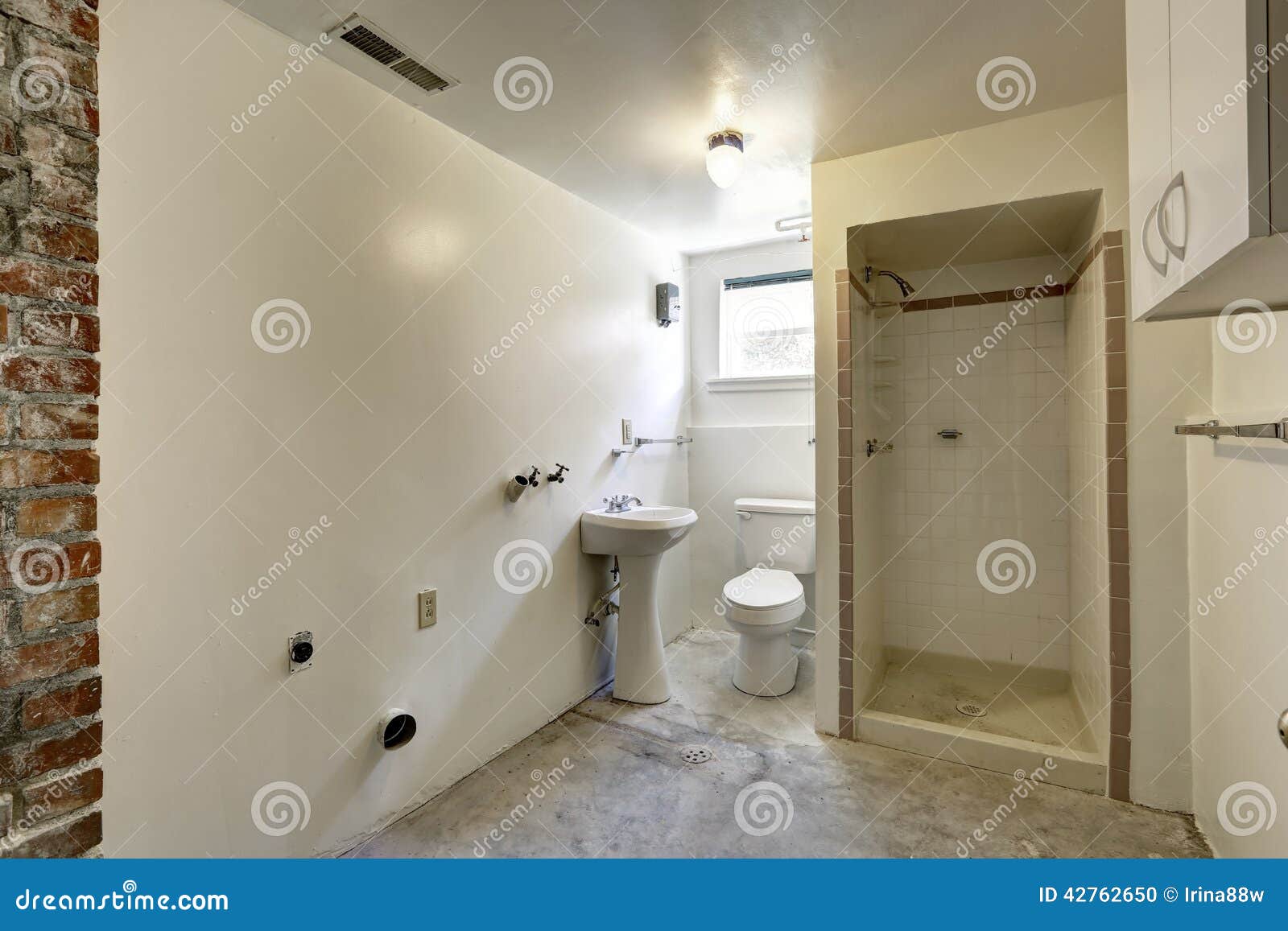Empty Bathroom Under Construction Stock Photo - Image of simple, home ...