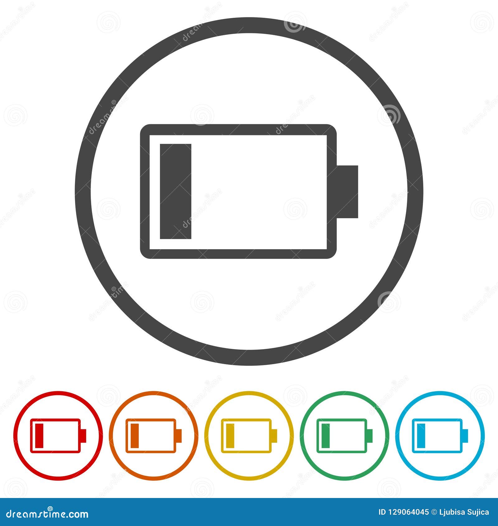 Empty Battery Icon, Circle Button, Vector Illustration Stock Vector ...