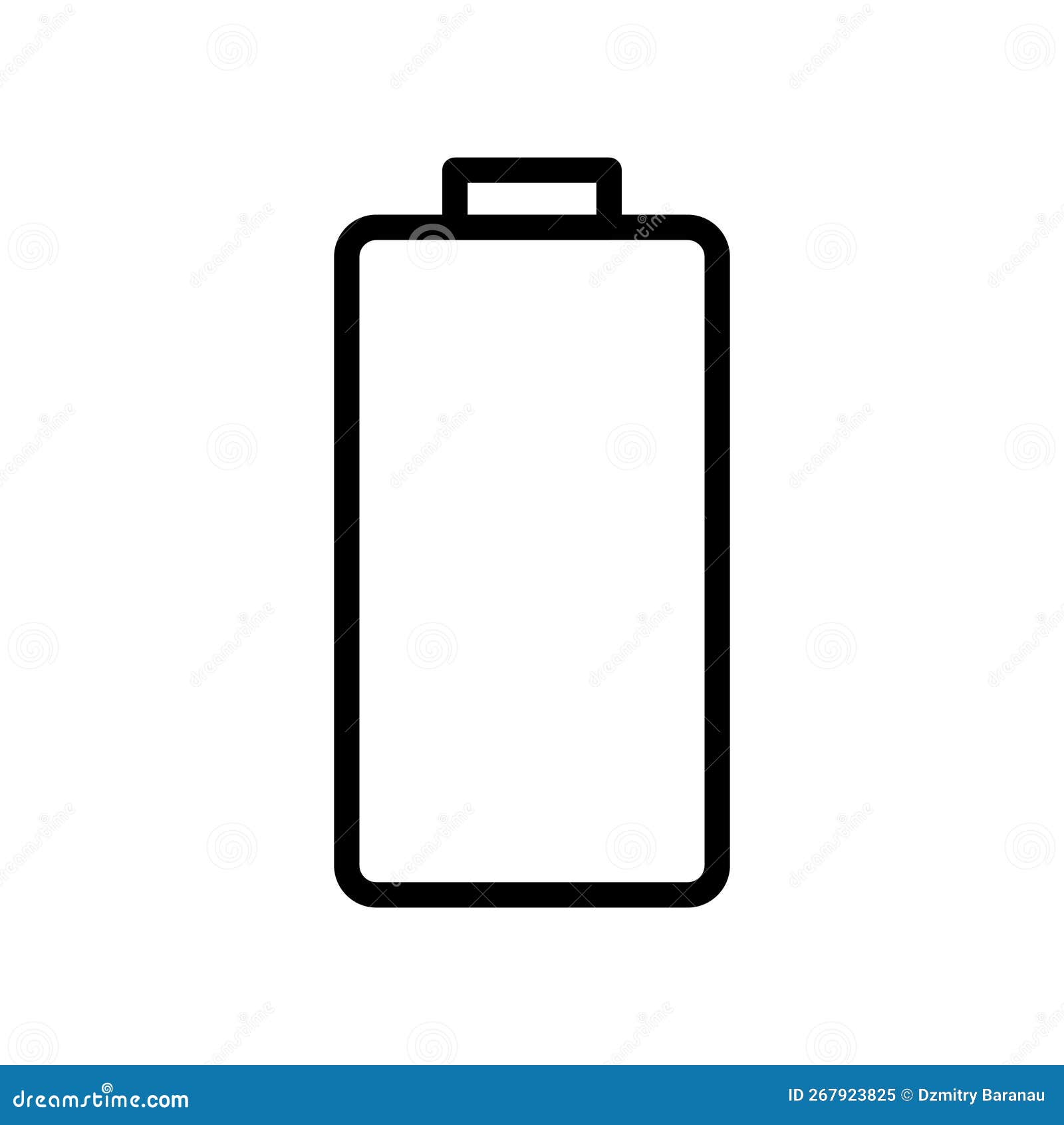 Empty Battery Icon Line Isolated on White Background. Black Flat Thin ...