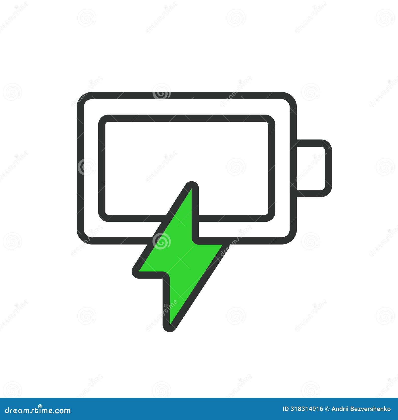 Empty Battery Level, in Line Design, Green. Empty, Battery, Level, Low ...