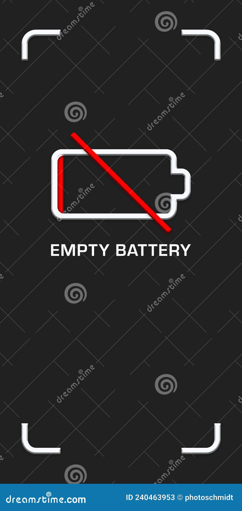 Empty Battery Screen Graphic in Portrait Format Stock Illustration ...