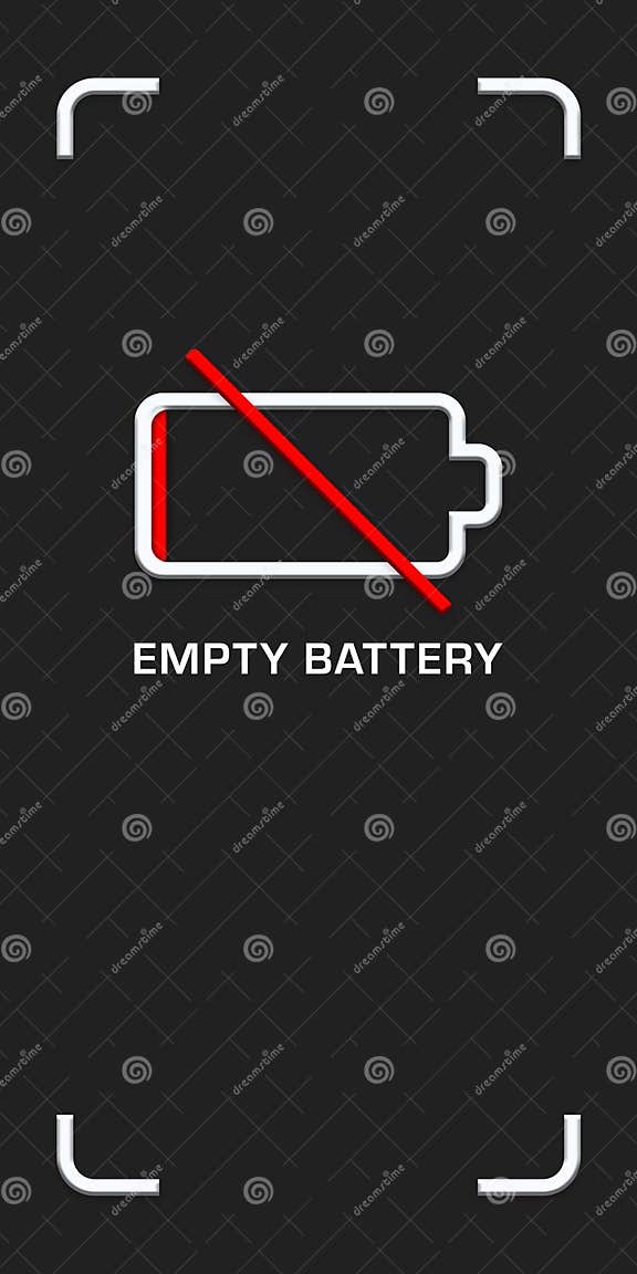 Empty Battery Screen Graphic in Portrait Format Stock Illustration ...