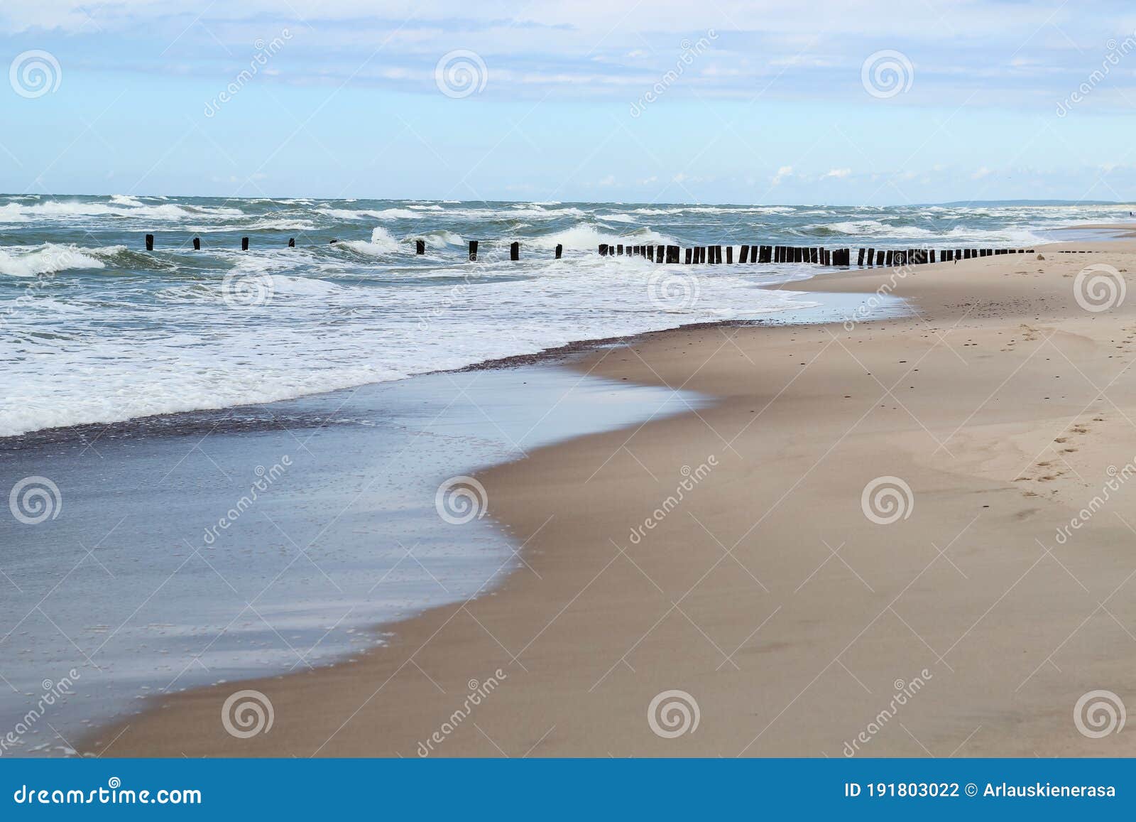 An Empty Beach of the Baltic Sea in Preila, Lithuania Stock Photo ...