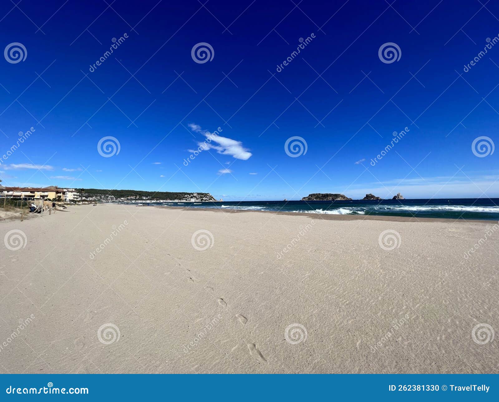 Empty beach of L`Estartit stock photo. Image of spain - 262381330