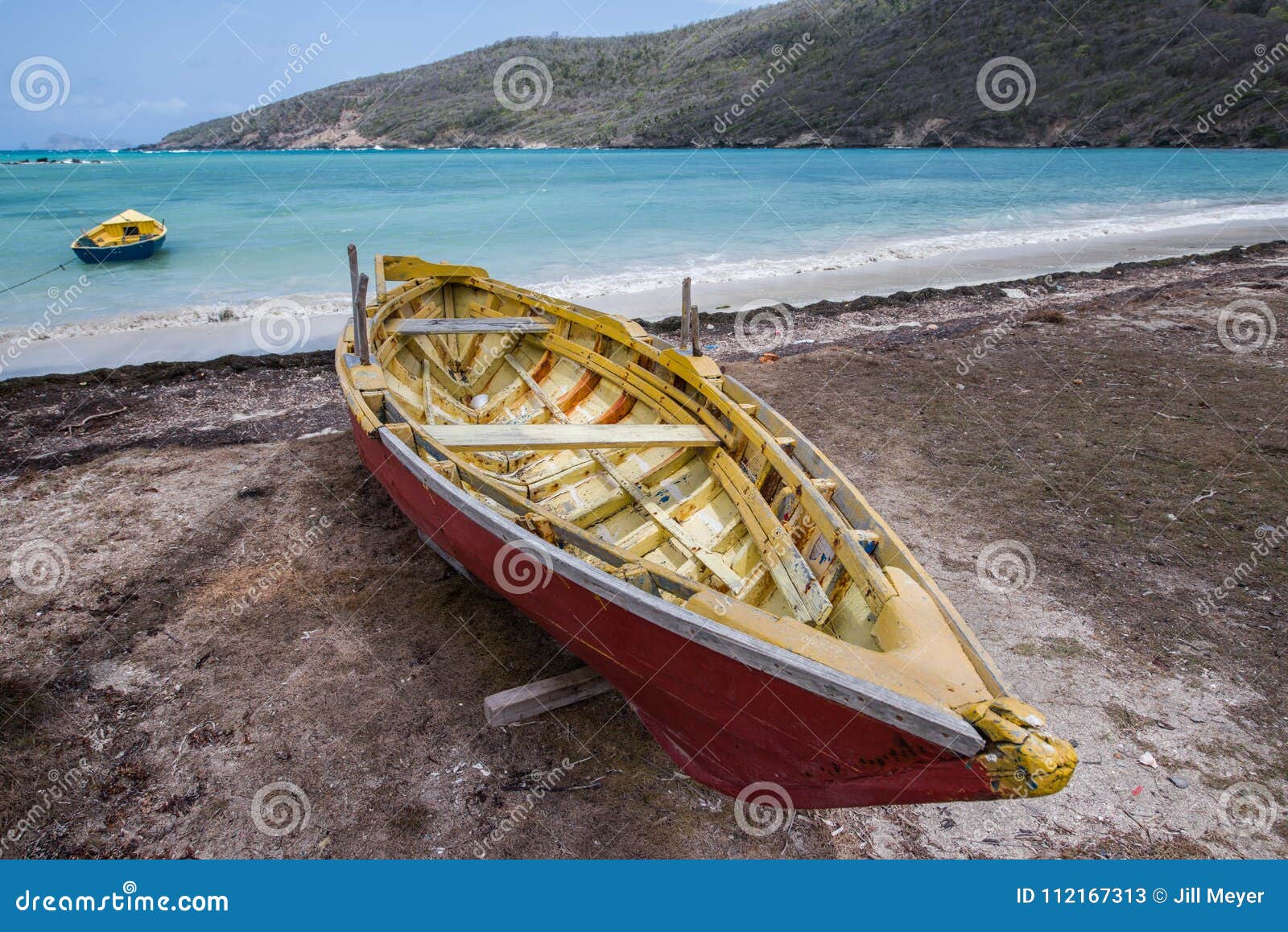 Empty boat on a beach stock image. Image of trees, beautiful - 112167313