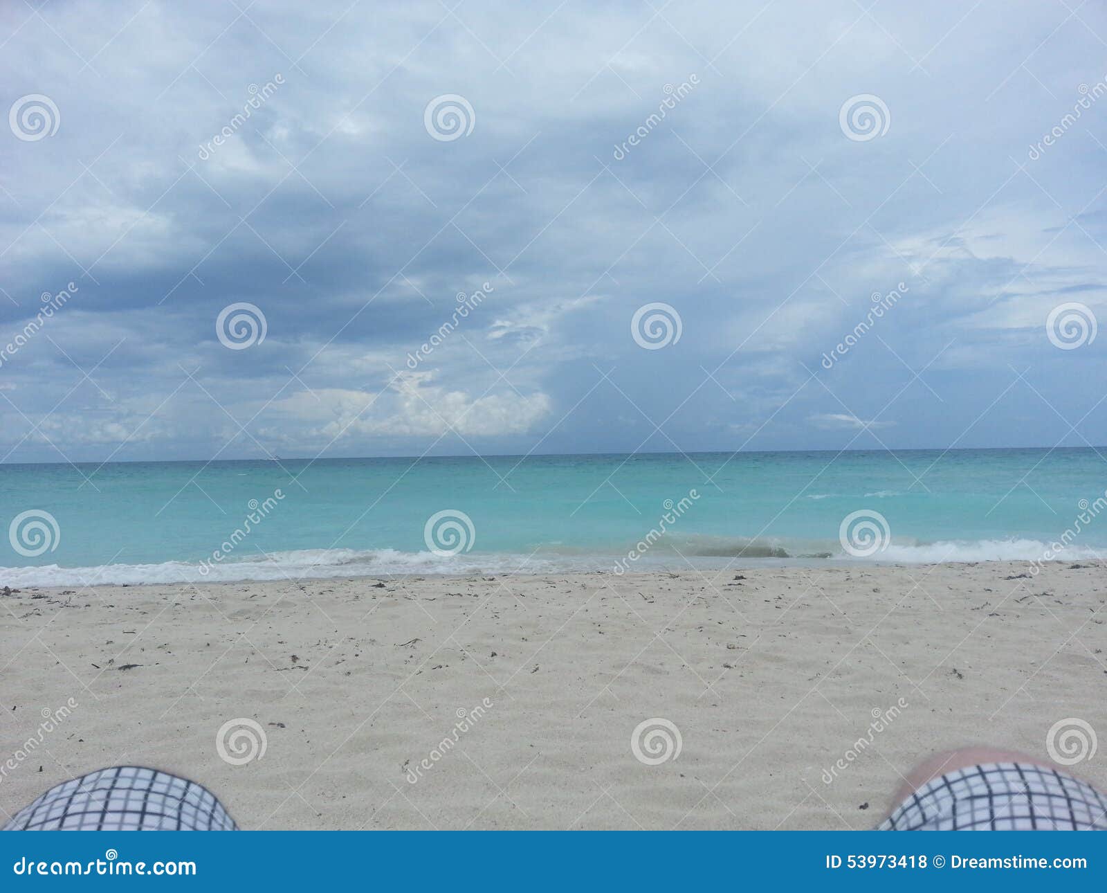 Empty Beach Scene with Dark Clouds in Back Stock Photo - Image of ...
