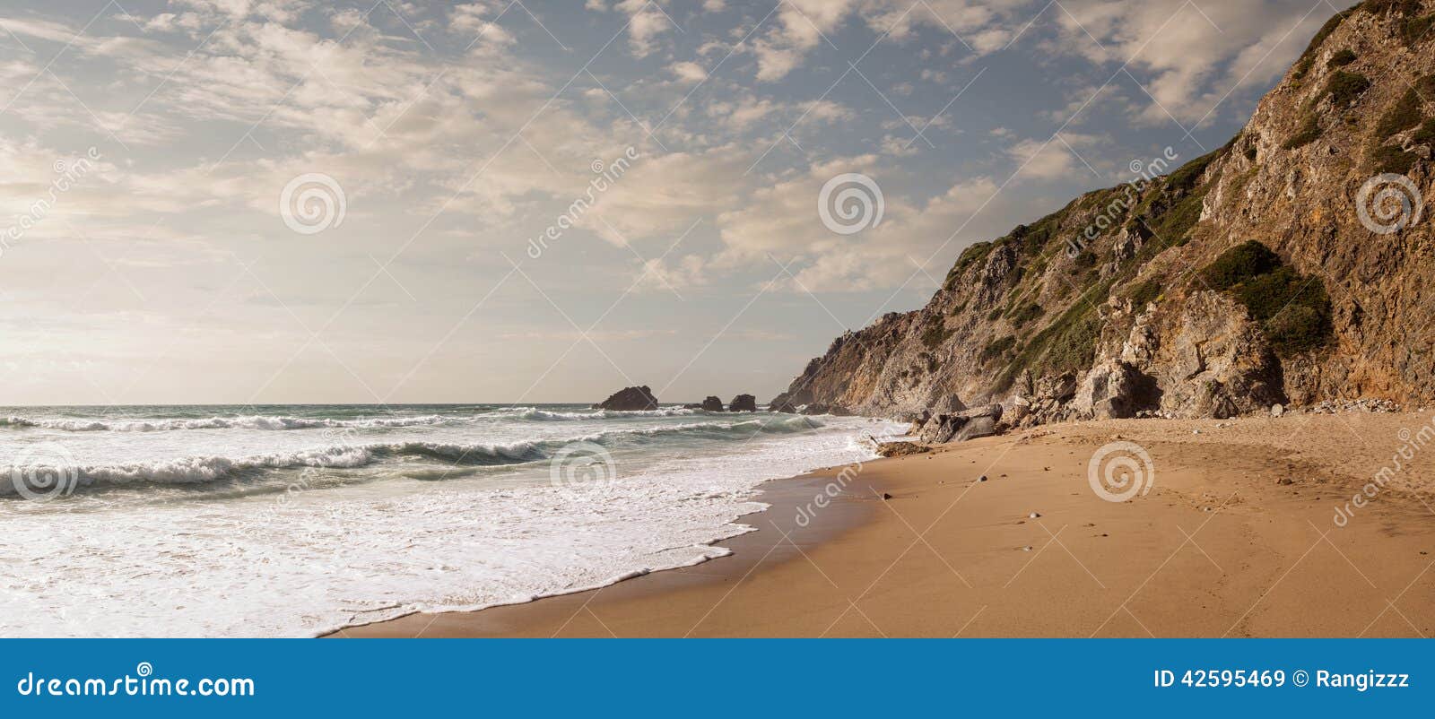 Empty beach at the sunset stock image. Image of hill - 42595469