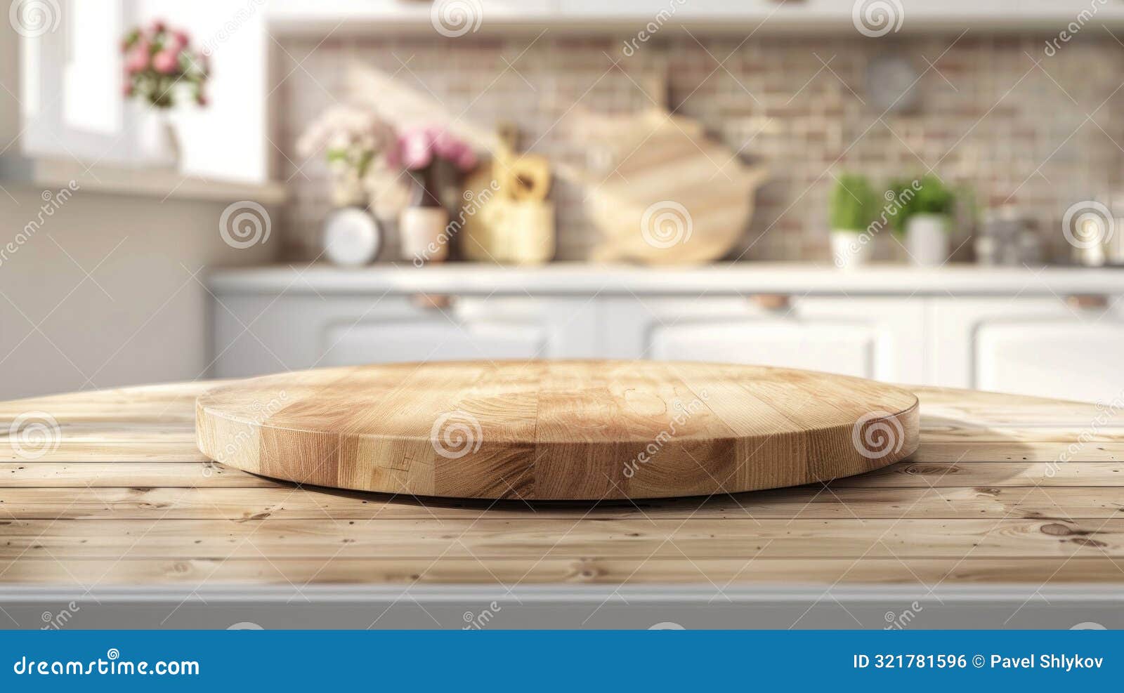 Empty Beautiful Round Wood Tabletop Counter on Interior in Clean and ...