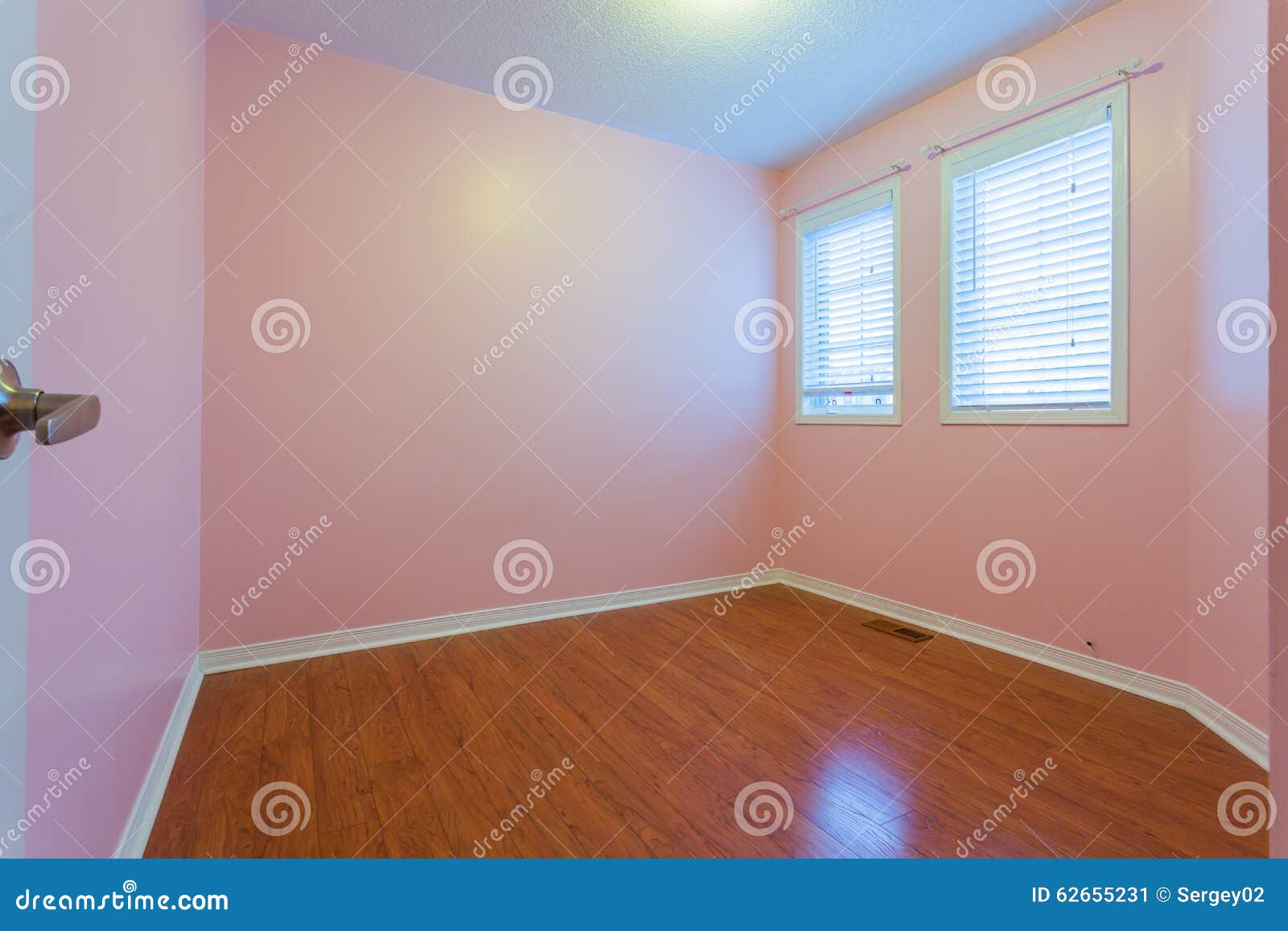 Empty Bedroom in Pink Color Stock Image - Image of illuminated, indoors ...