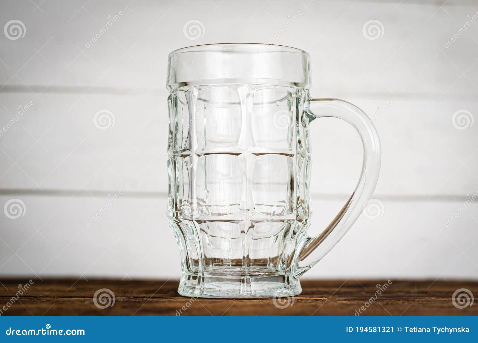 Empty Beer Pint, Mug on Wooden Table. Close Up Stock Image - Image of ...