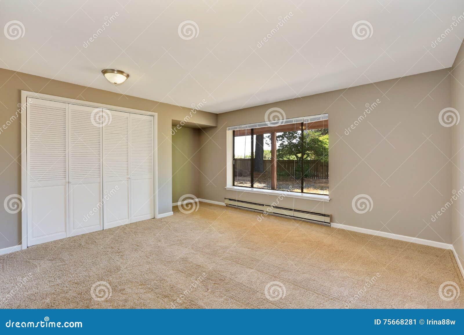 Empty Beige Room with Closet and Carpet Floor. Stock Image - Image of ...