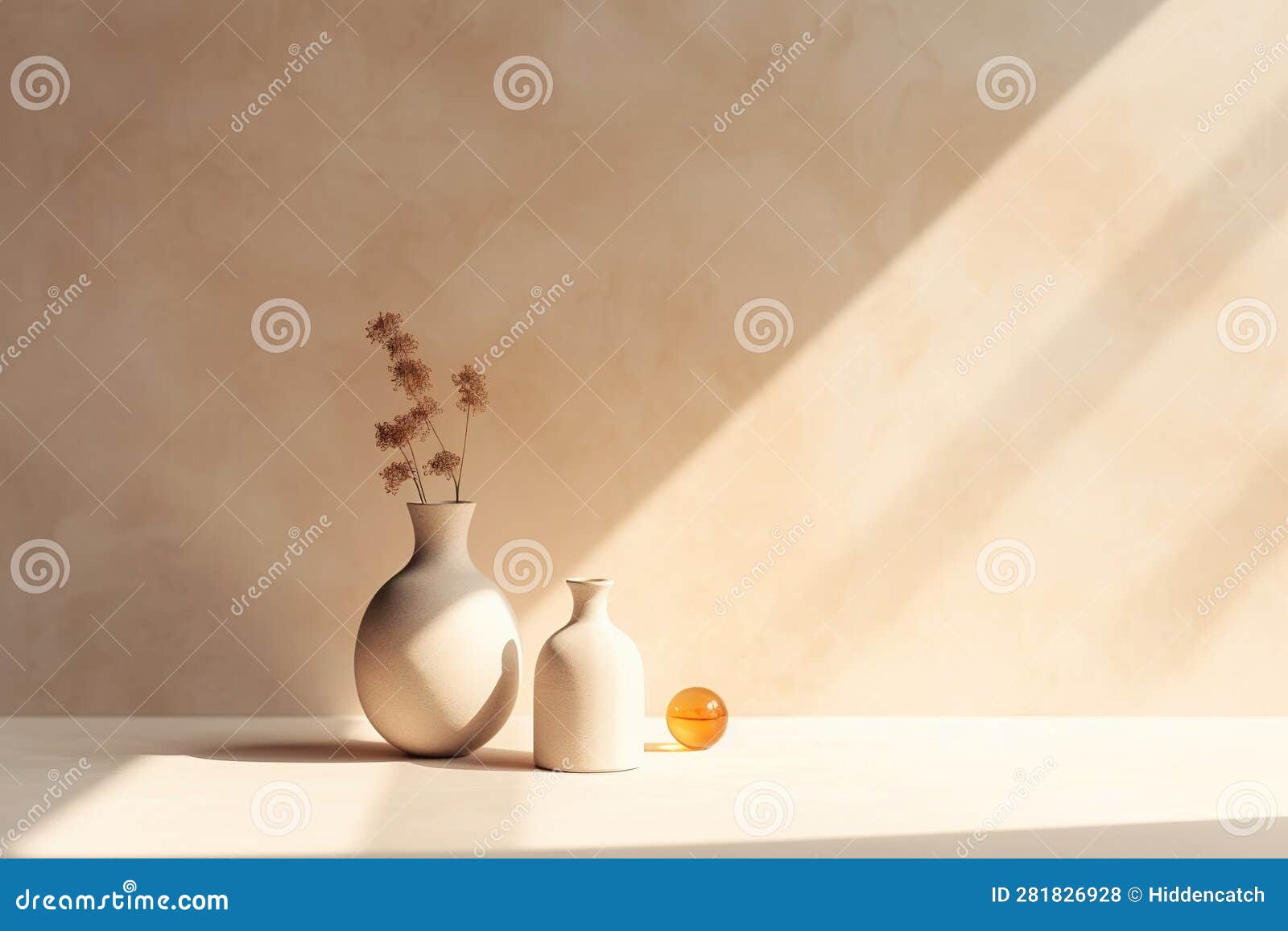 Empty Beige Stucco Wall with Shadows, Suitable for Product Presentation ...