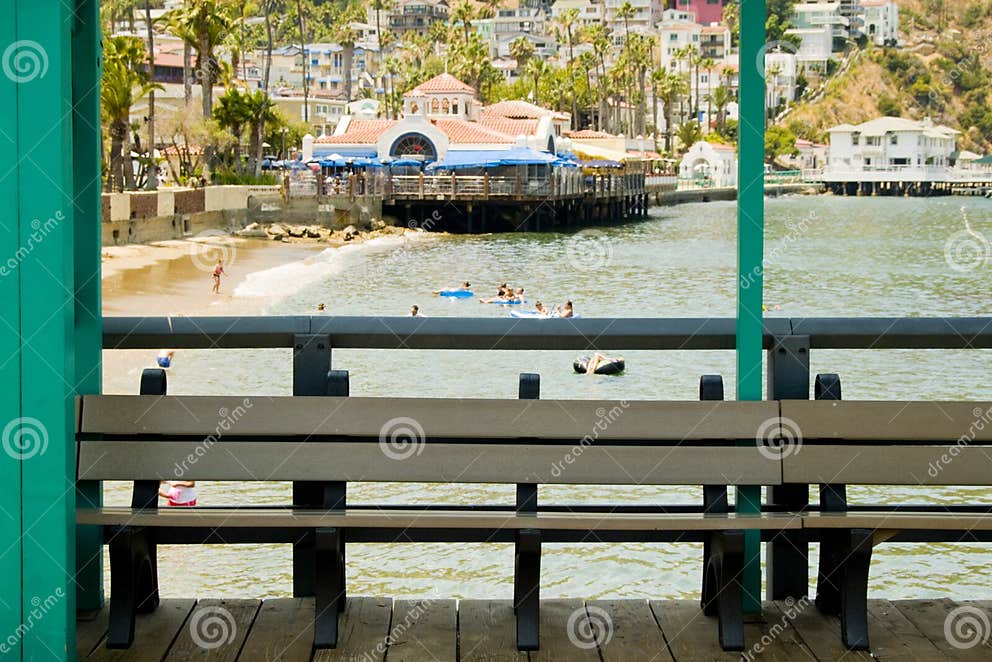 Empty Bench at Beach Resort Stock Photo - Image of background, tourist ...
