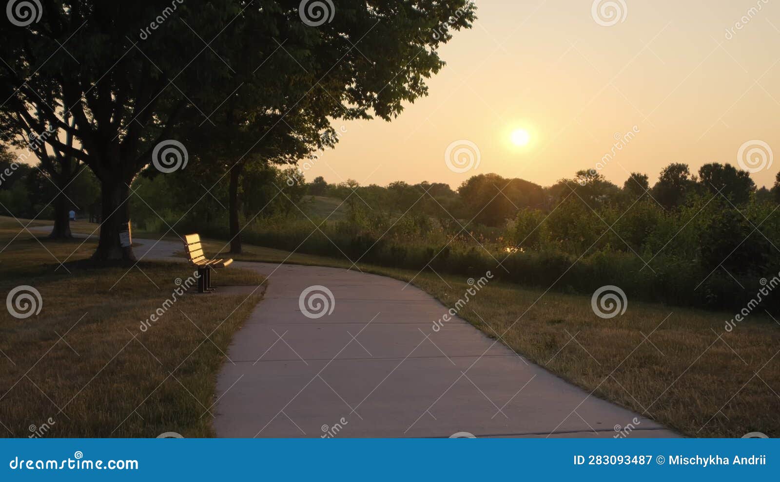 An Empty Bench in an Empty Park at Sunset Stock Video - Video of ...