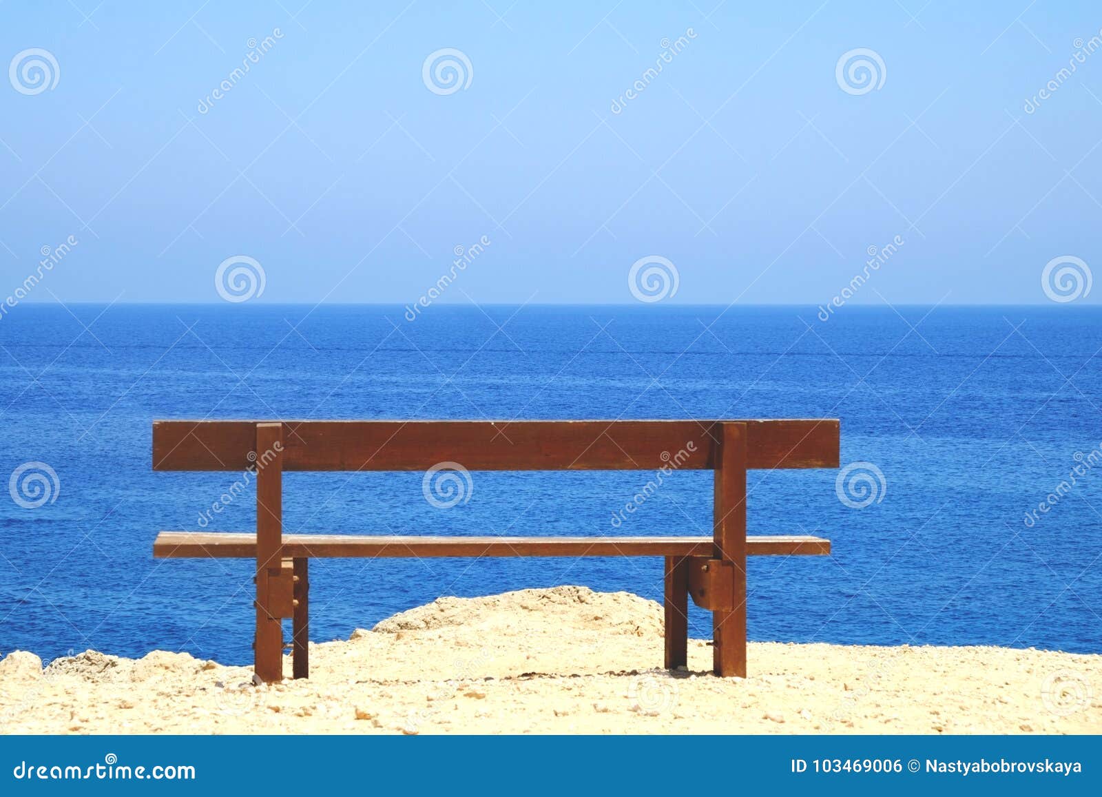 Empty Bench Facing the Sea Ocean Stock Photo - Image of horizontal ...