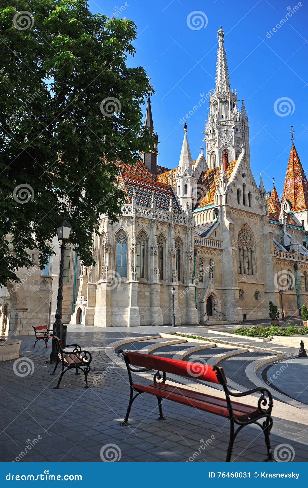 Empty Bench at the Gothic Church Stock Image - Image of budapest, empty ...