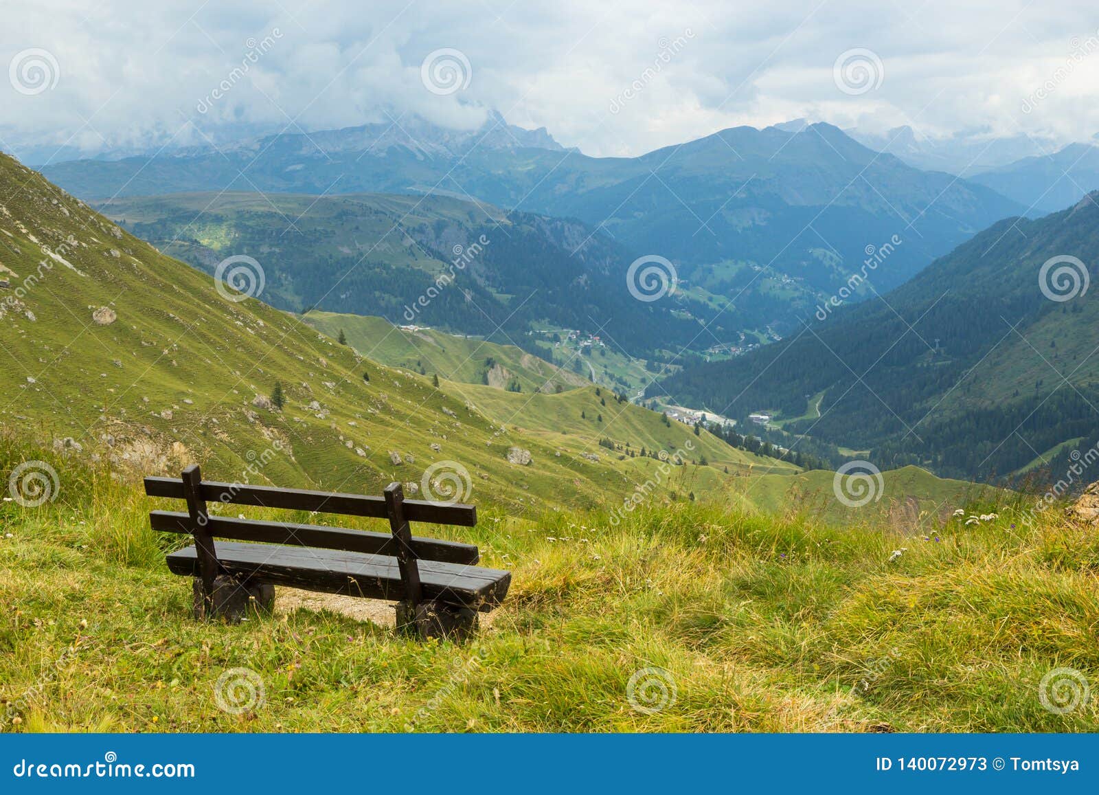 Empty Bench in Italian Alps Stock Image - Image of grass, alpine: 140072973