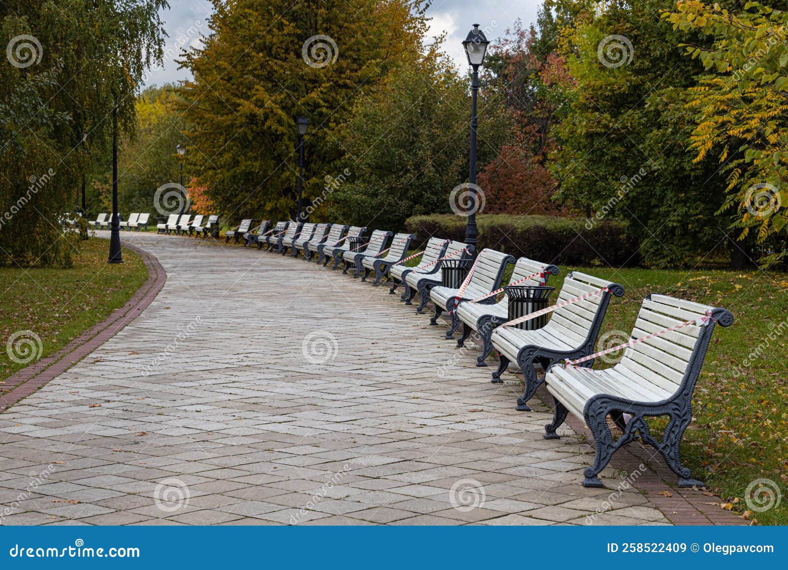 An Empty Bench after Painting Stands in the Park Stock Image - Image of ...
