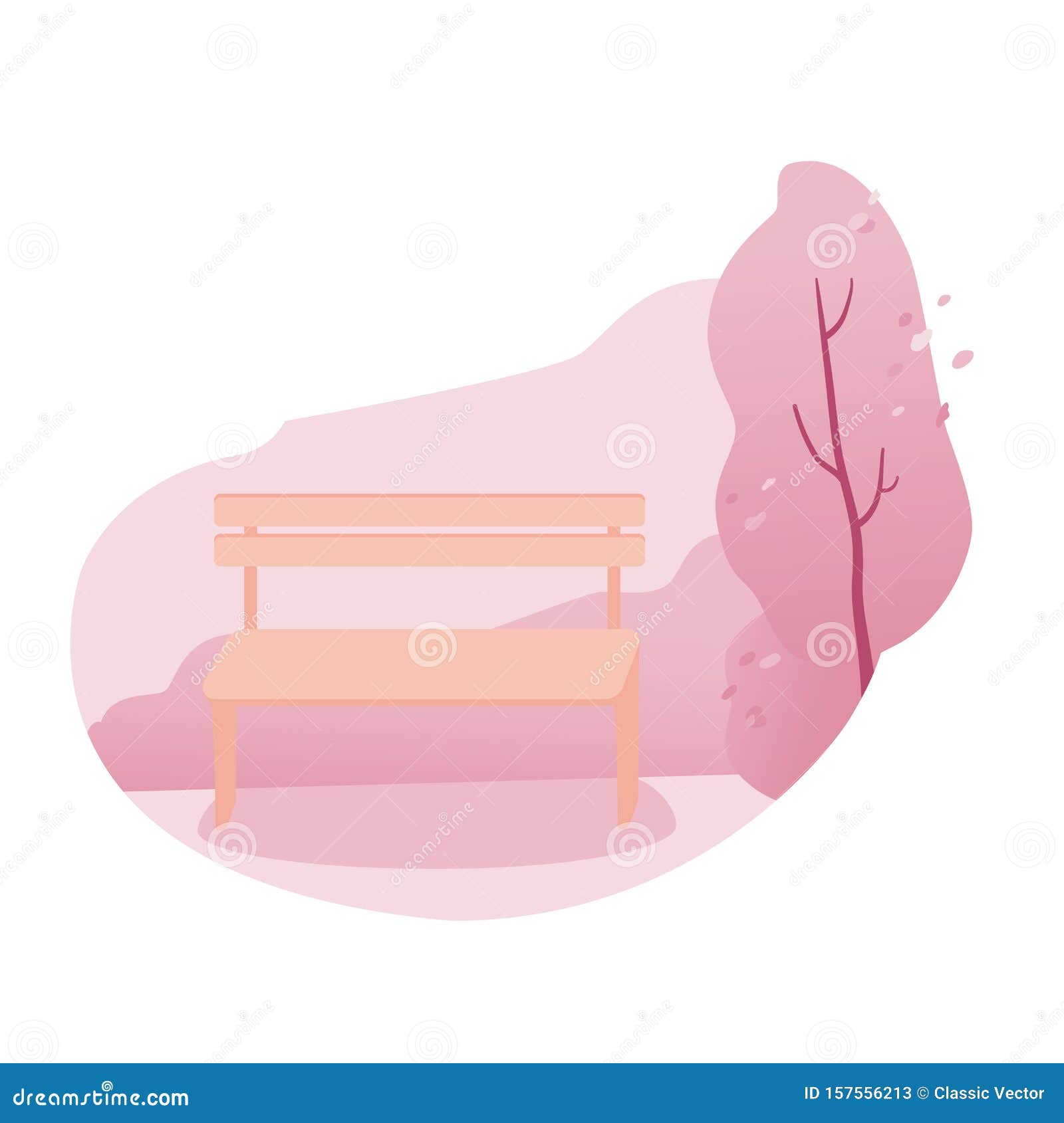 Empty Bench in Park Flat Vector Illustration. Stock Vector ...