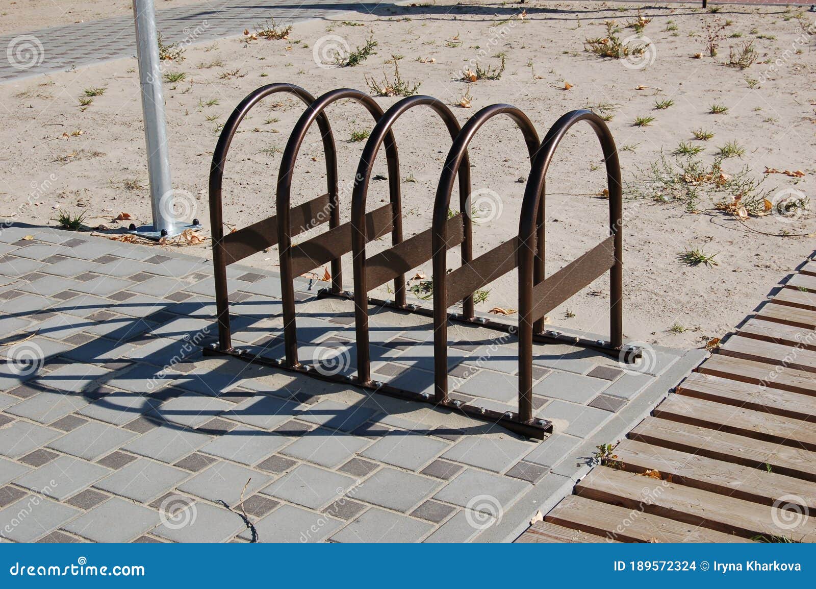 Empty Bicycle Rack with Shadow Stock Photo - Image of transportation ...