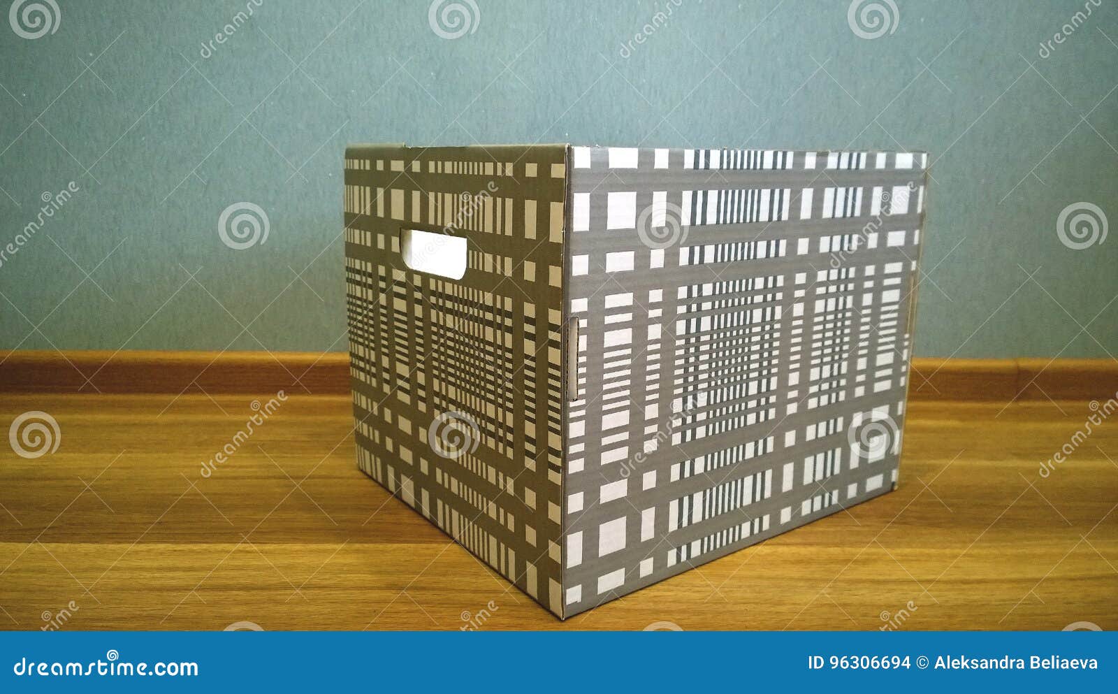 Empty Big Checkered Box is Near the Wall on the Floor. Stock Photo ...