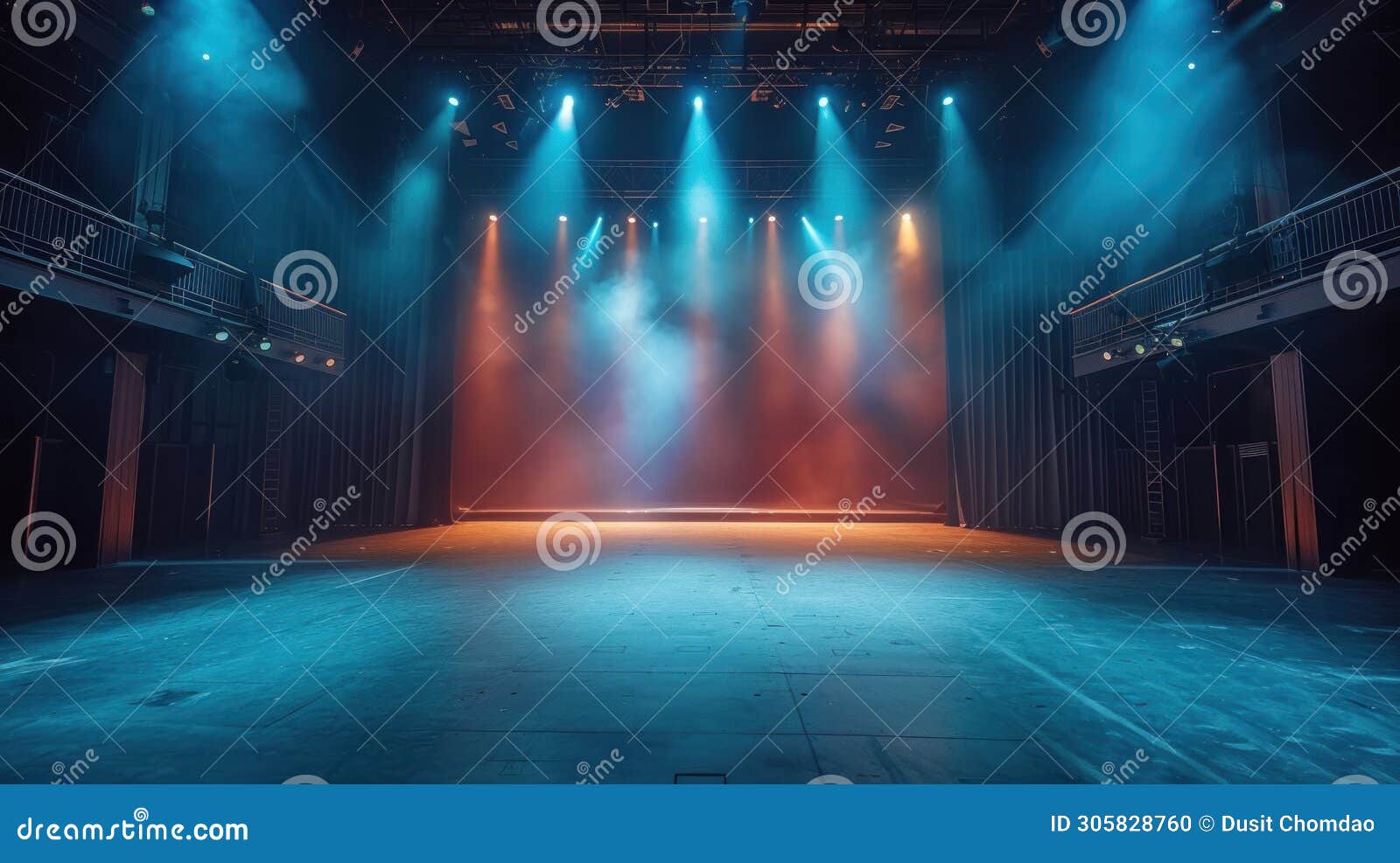 Empty Big Stage with Spotlights. Generative AI Stock Photo - Image of ...