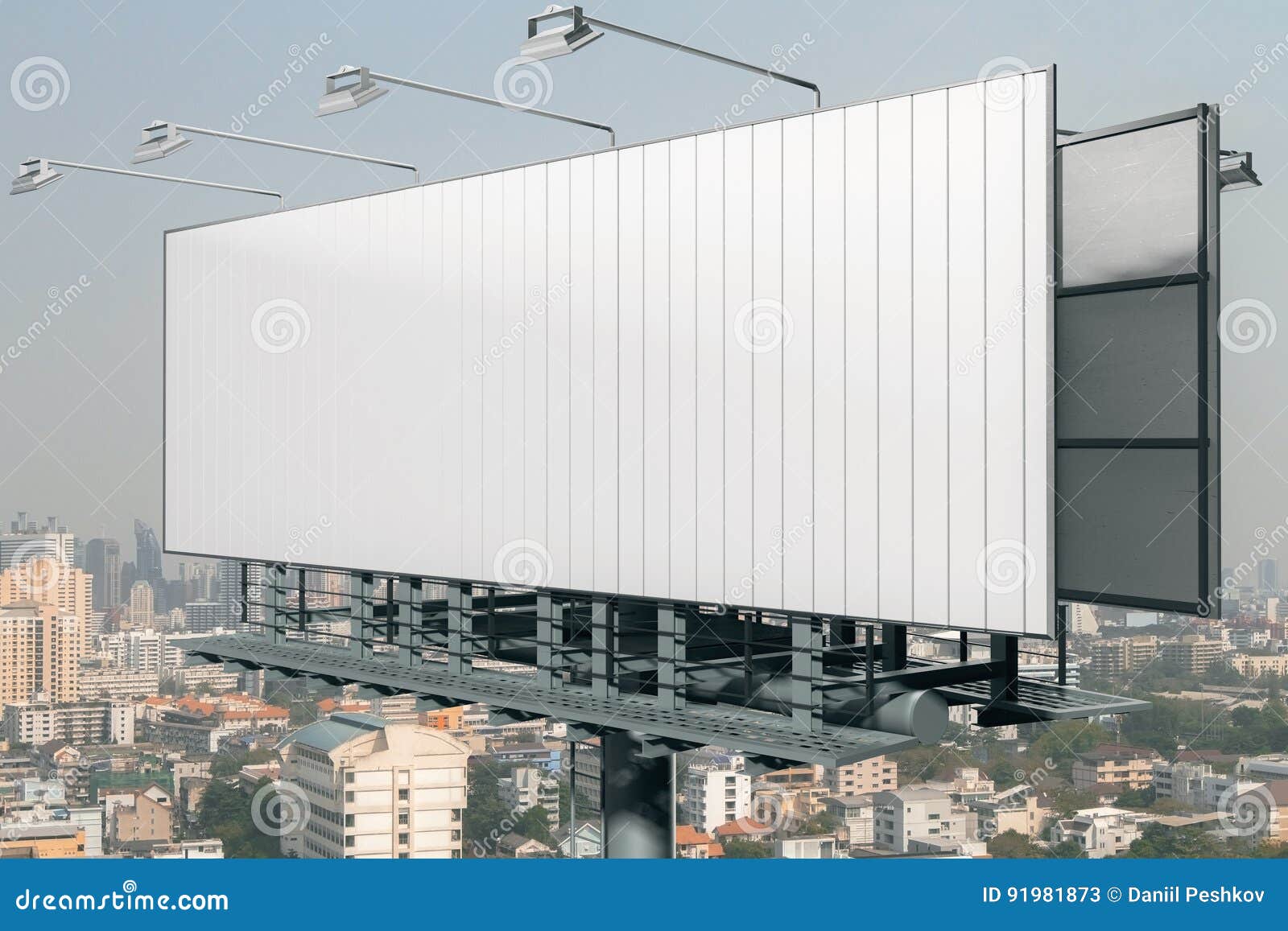 Empty Billboard on City Background Side Stock Illustration ...