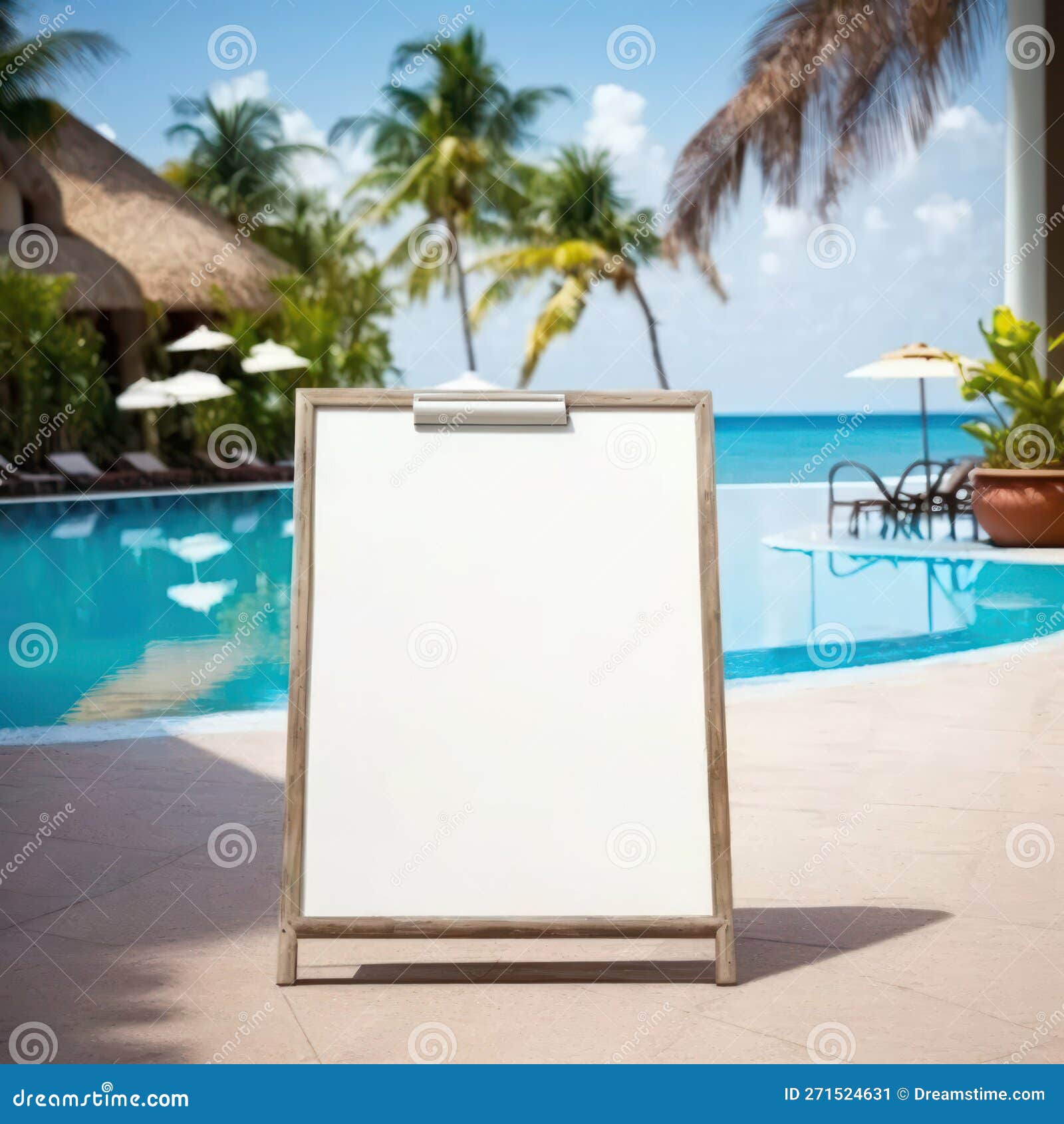 Empty Billboard by the Pool in the Relaxation Area, Banners with Free ...