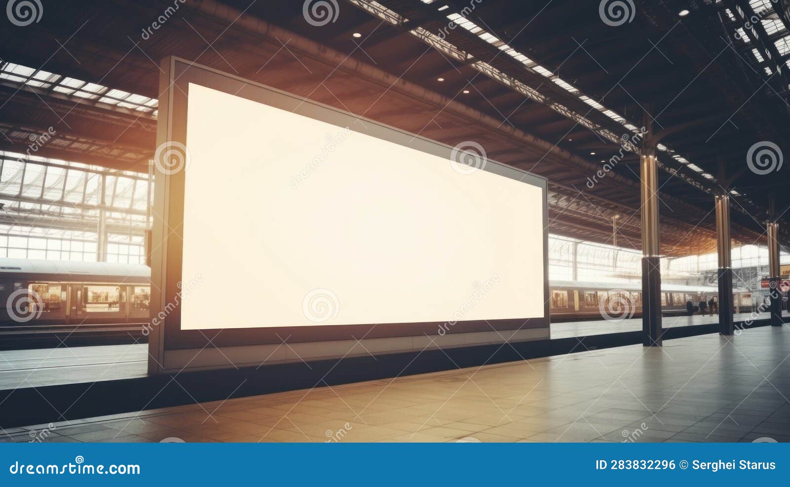An Empty Billboard in a Train Station. Generative AI Image. Stock ...