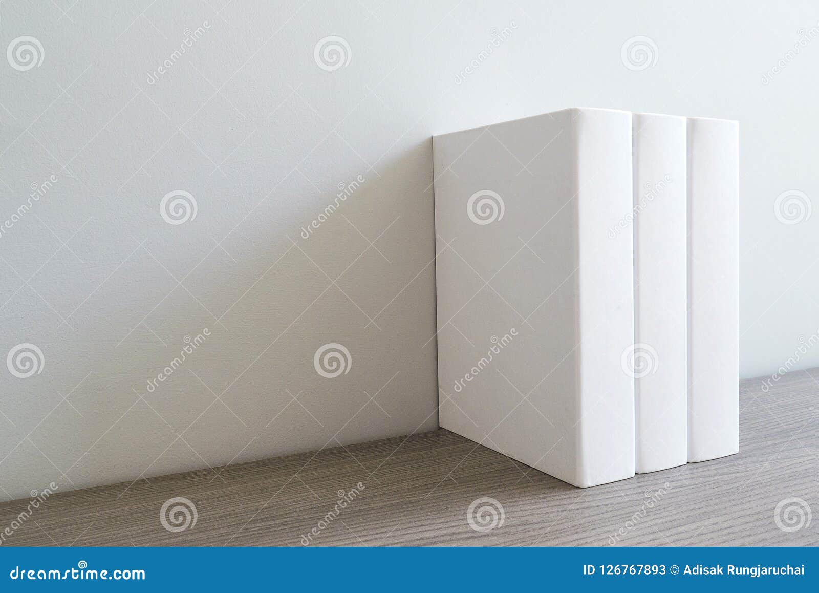 Book with Empty Blank Cover on White Bookshelf. Stock Image - Image of ...