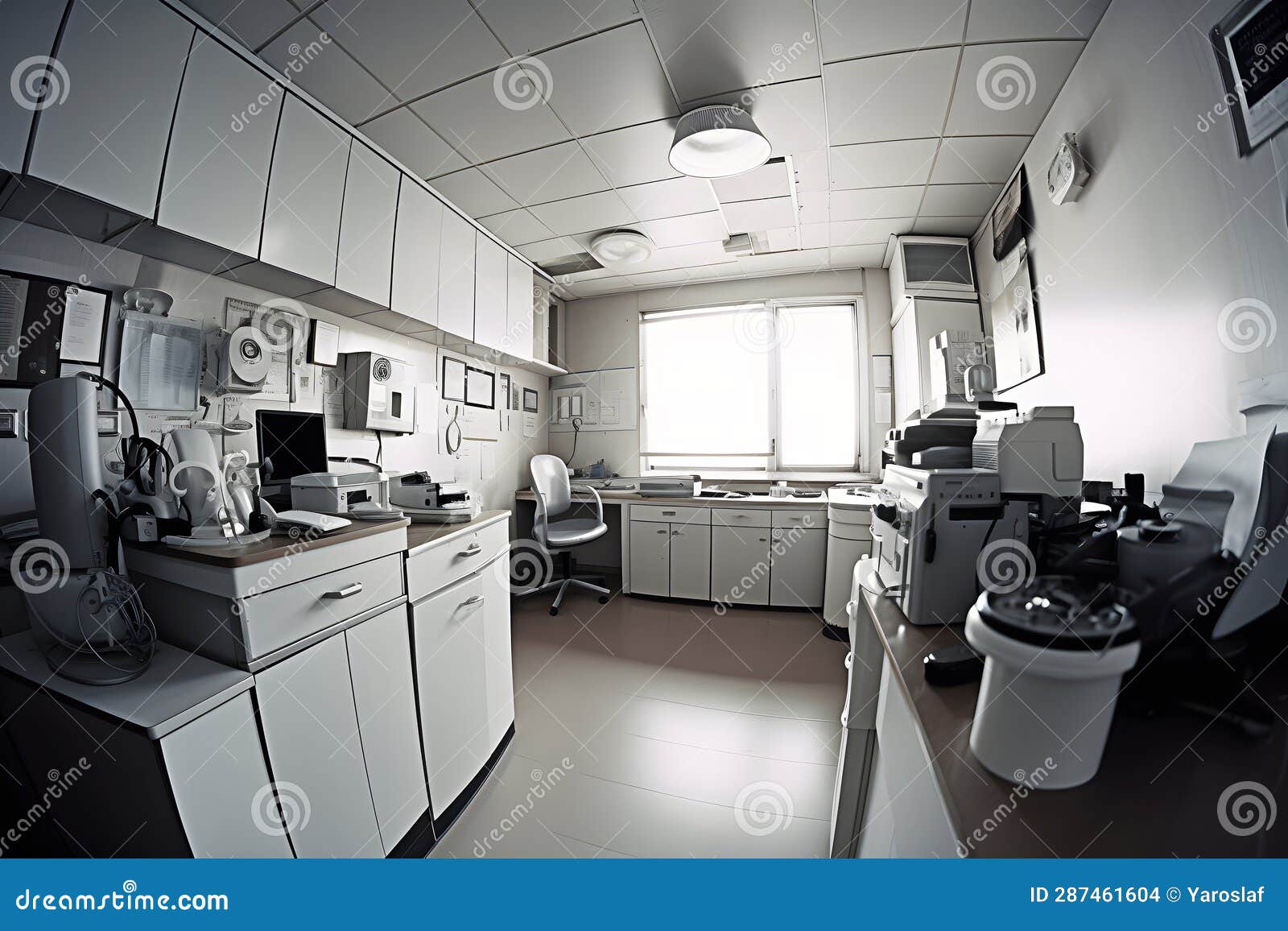 Empty Biological Science Laboratory with Microscopes Stock Photo ...