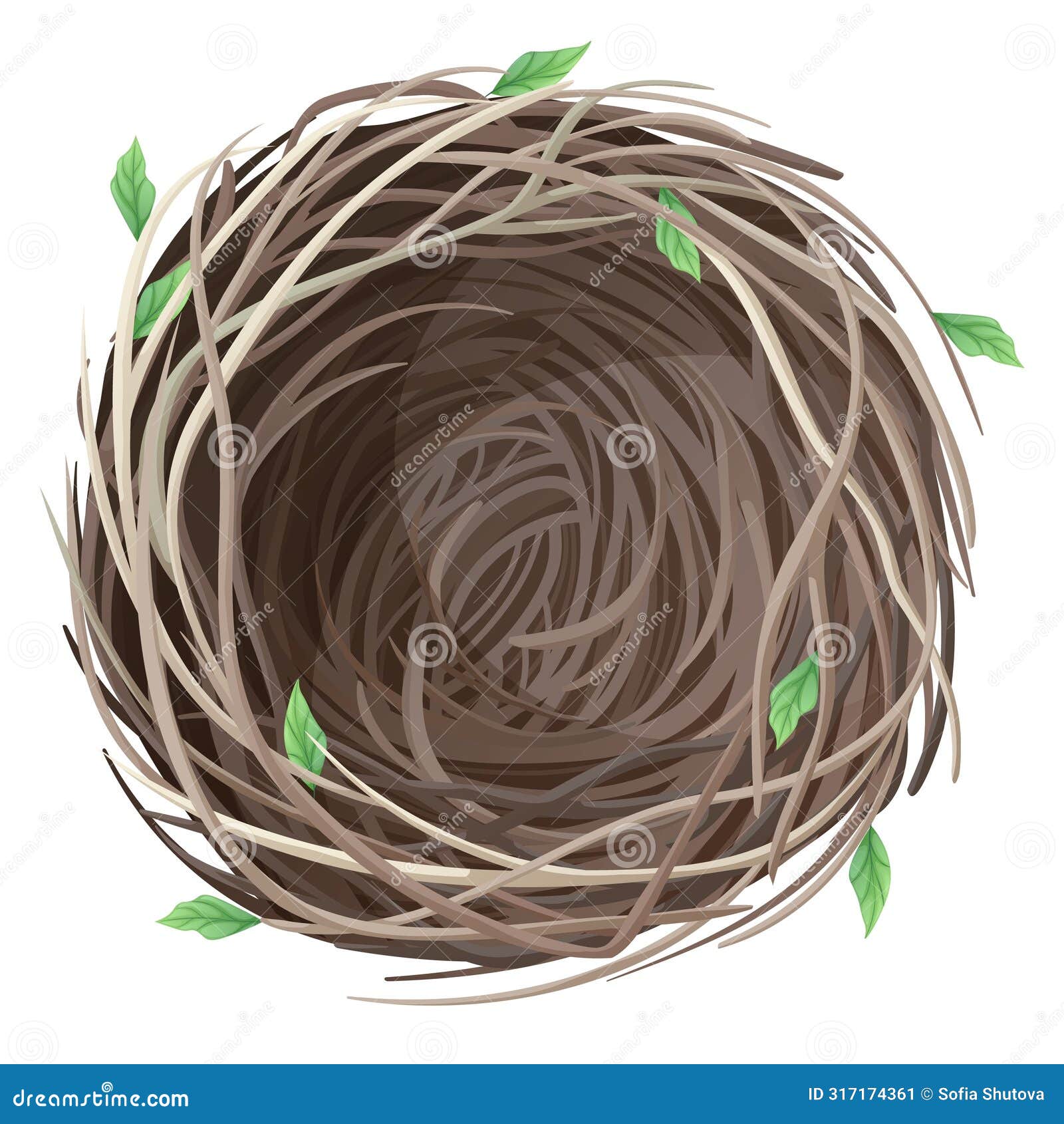 Empty Bird S Nest on a White Background. Spring Illustration for Decor ...