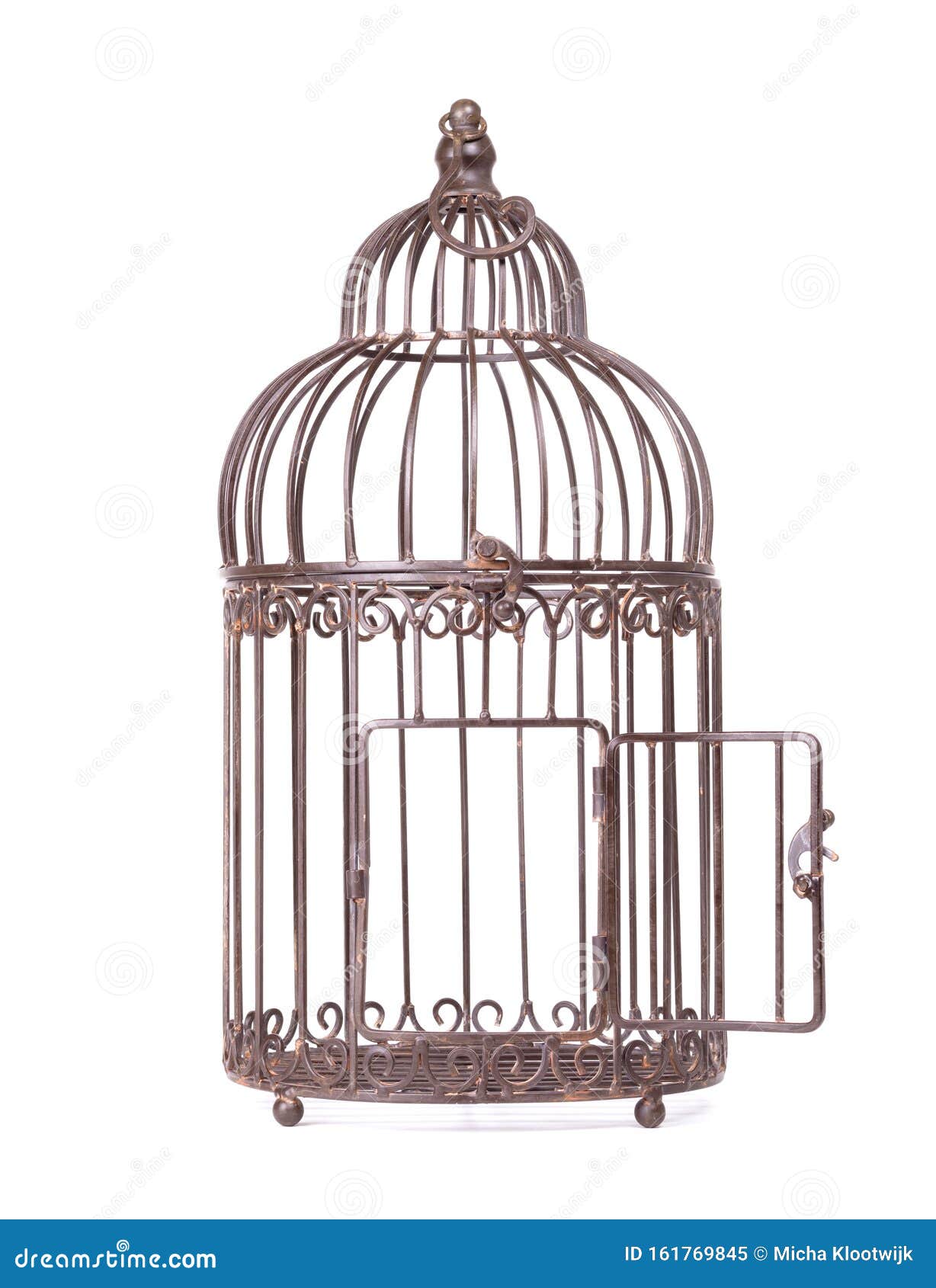 Empty Birdcage on White Background Stock Image - Image of metal, empty ...