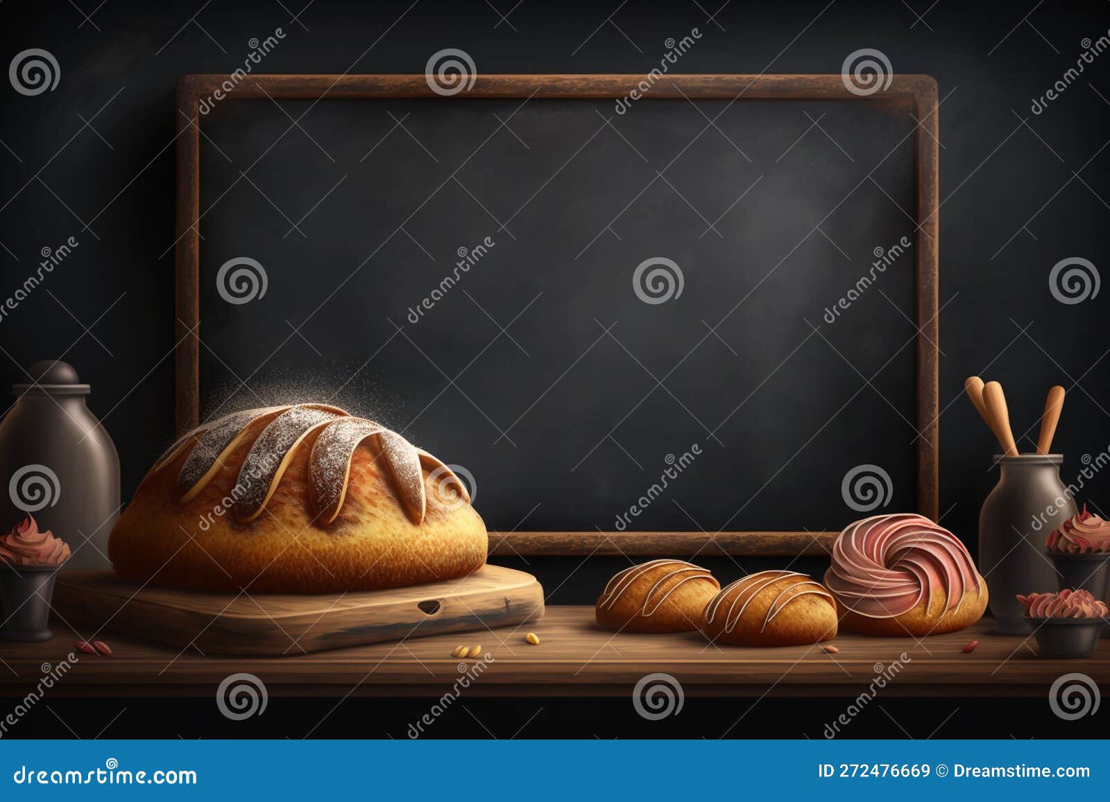 Empty Black Board on Blurred Background of Bakery. AI Generated Stock ...