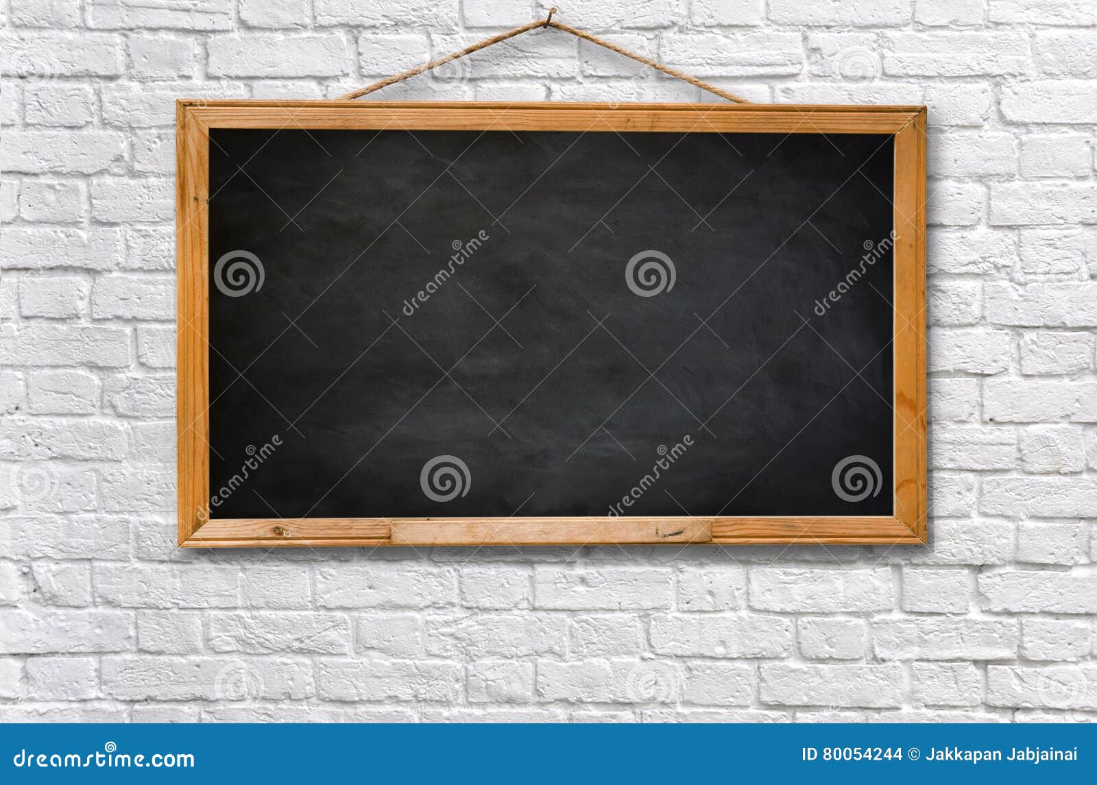 Empty Black Board on White Brick Wall Stock Photo - Image of pattern ...