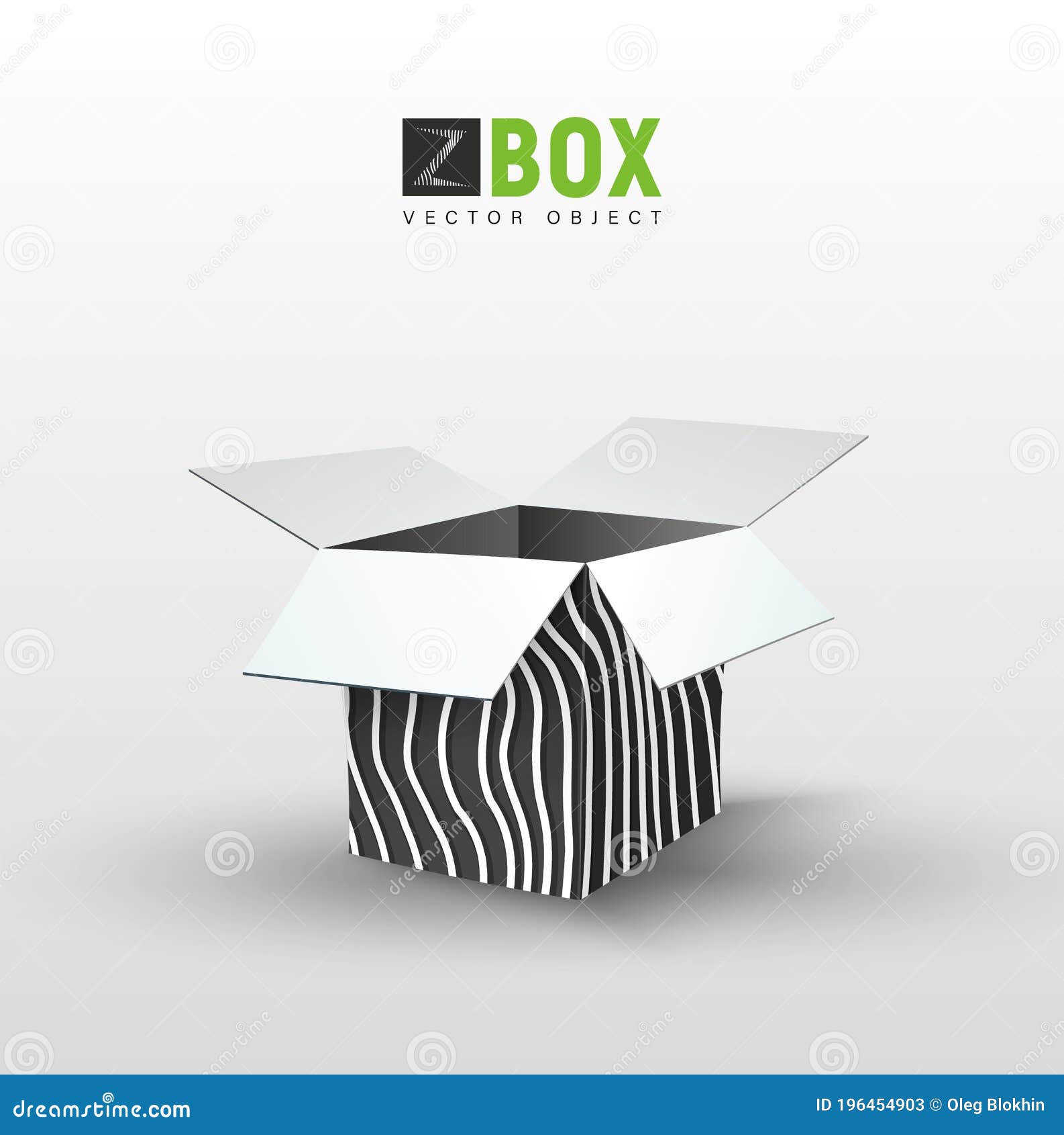 Empty Black Box with Wild Wavy Pattern. Isolated Zoo Giftbox Vector ...