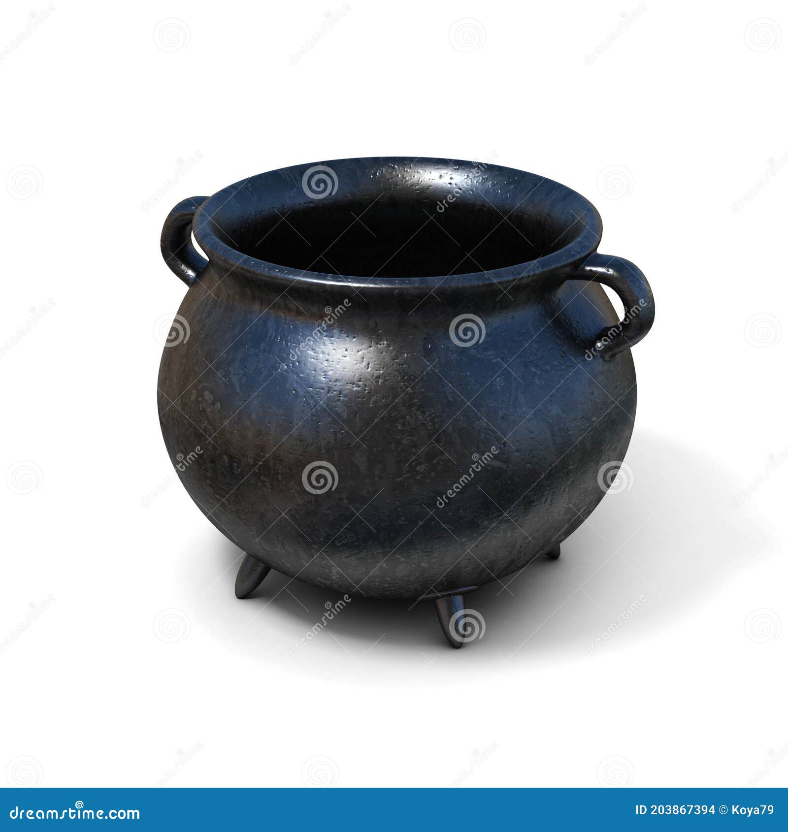 Empty Black Cauldron 3d Illustration Stock Illustration - Illustration ...