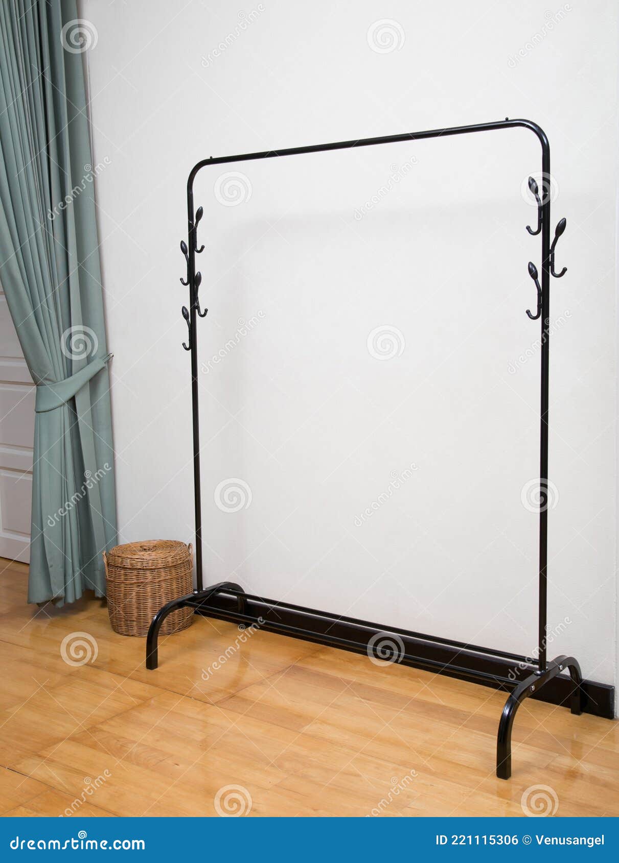 Empty Black Cloths Rack in Room Interior Background Stock Photo - Image ...