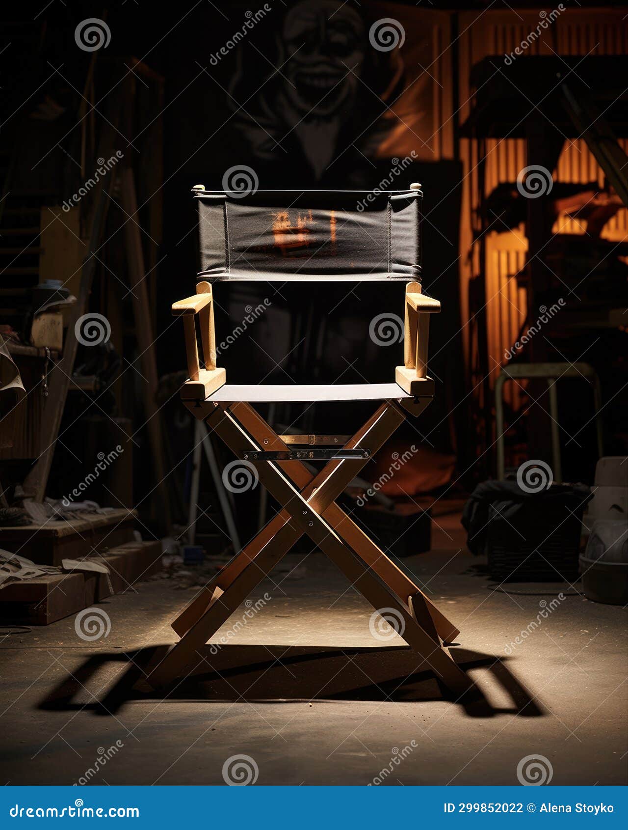 Empty Black Directors Chair on Filming Set. Stock Photo - Image of film ...